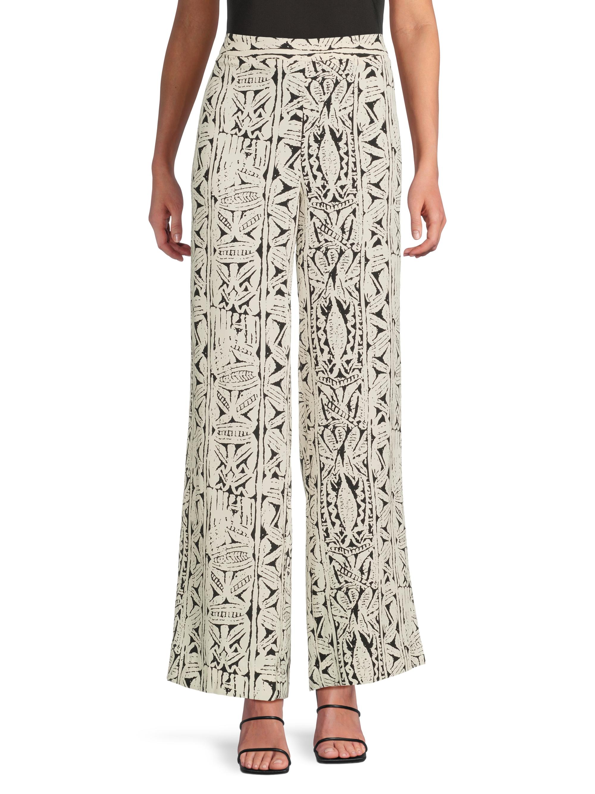 Click here for Halston Womens Printed Flat Front Pants - Beige Mu... prices