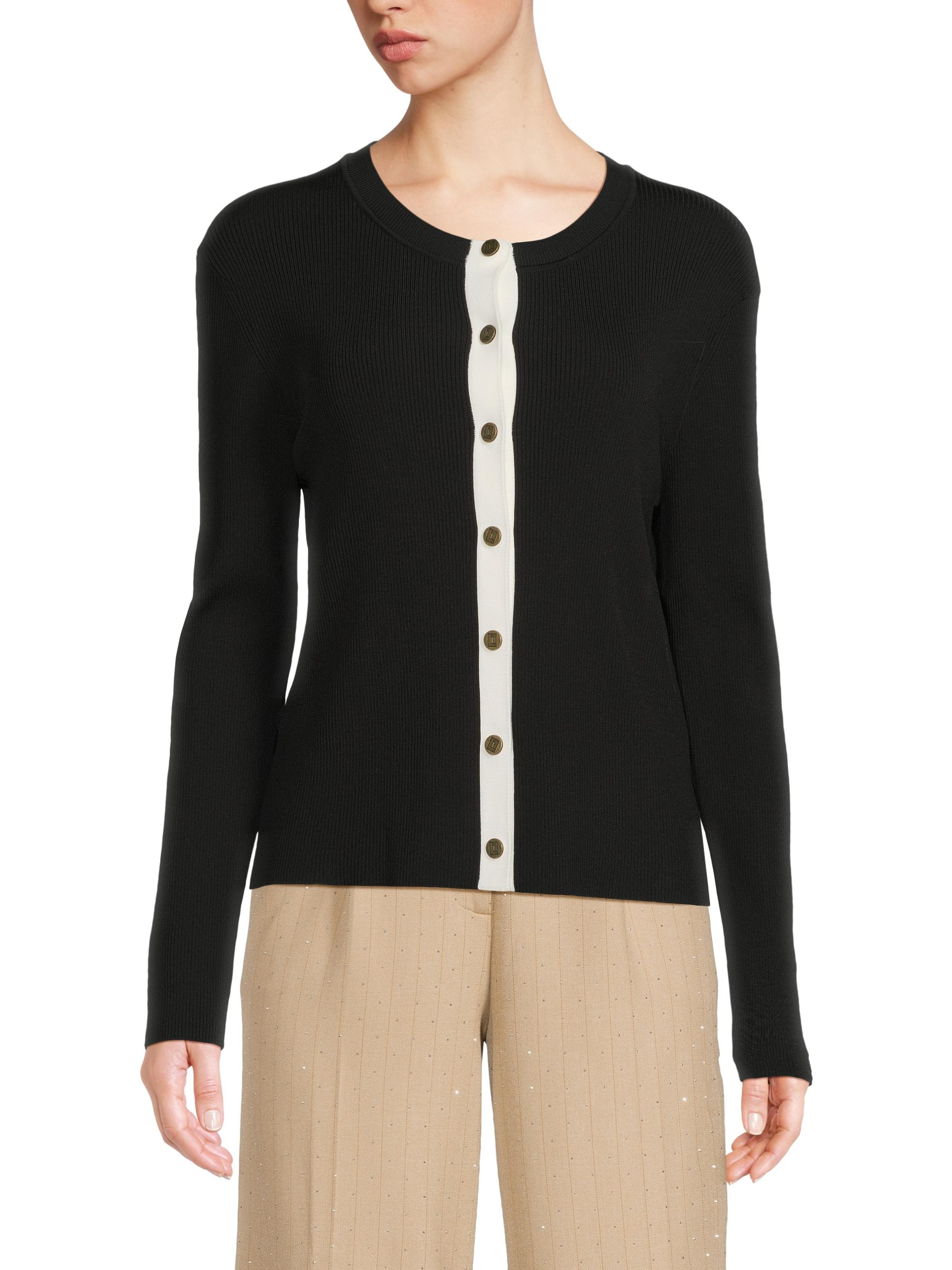 Click here for Karl Lagerfeld Paris Womens Contrast Placket Ribbe... prices