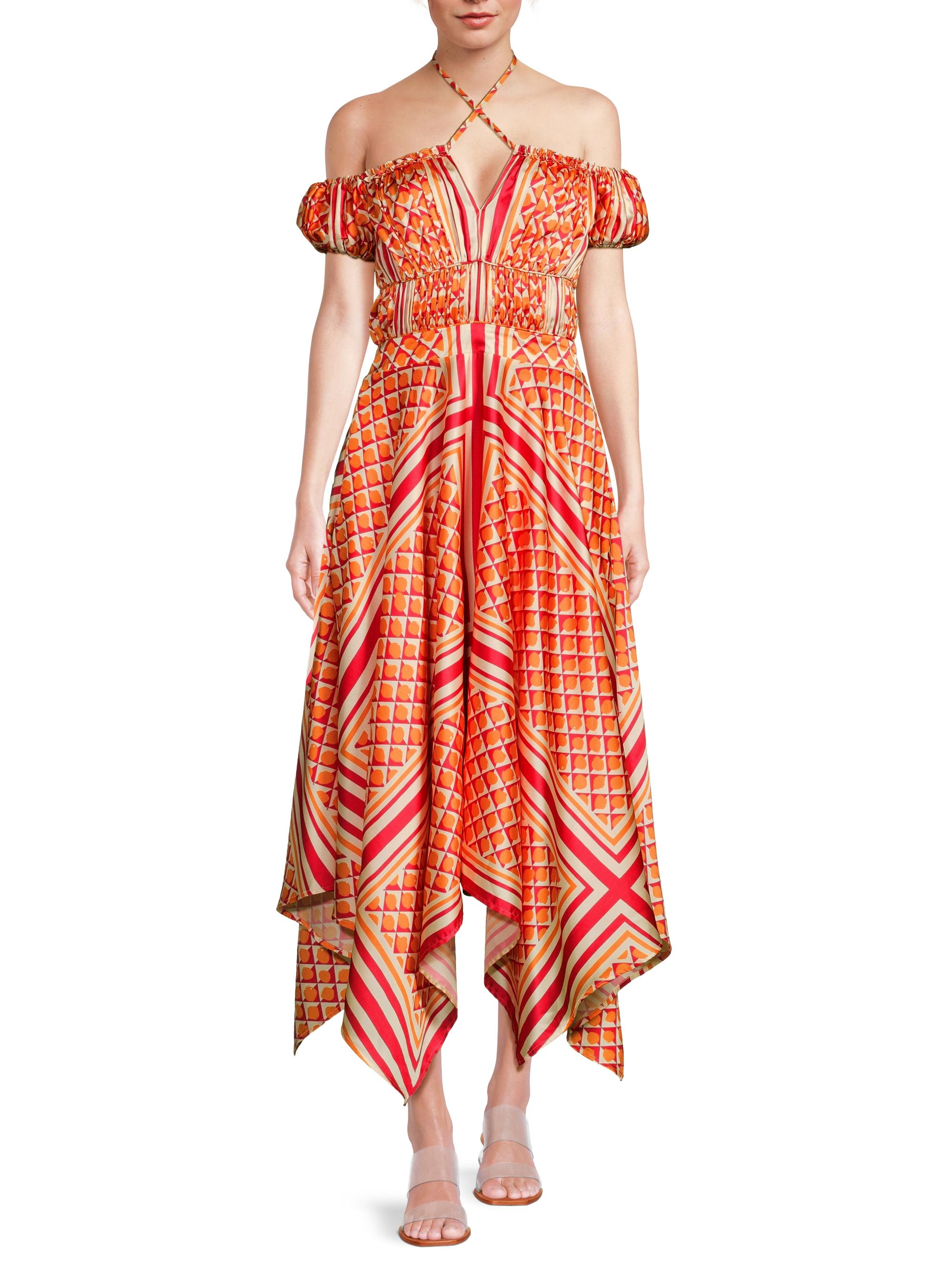 Click here for Area Stars Womens Pink Org Printed Satin Handkerch... prices