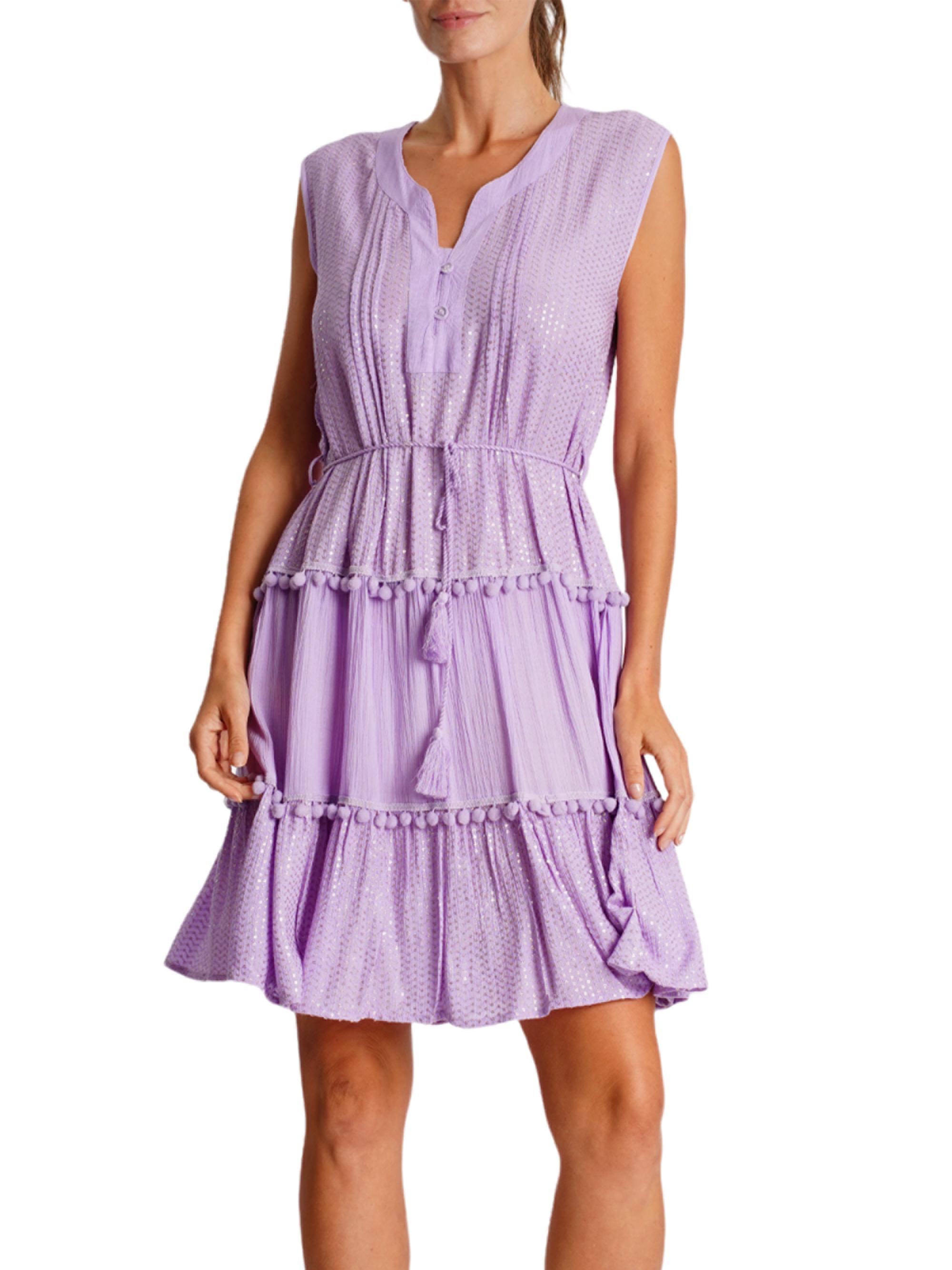 Click here for La Moda Clothing Womens Textured Tiered Pom-Trim M... prices