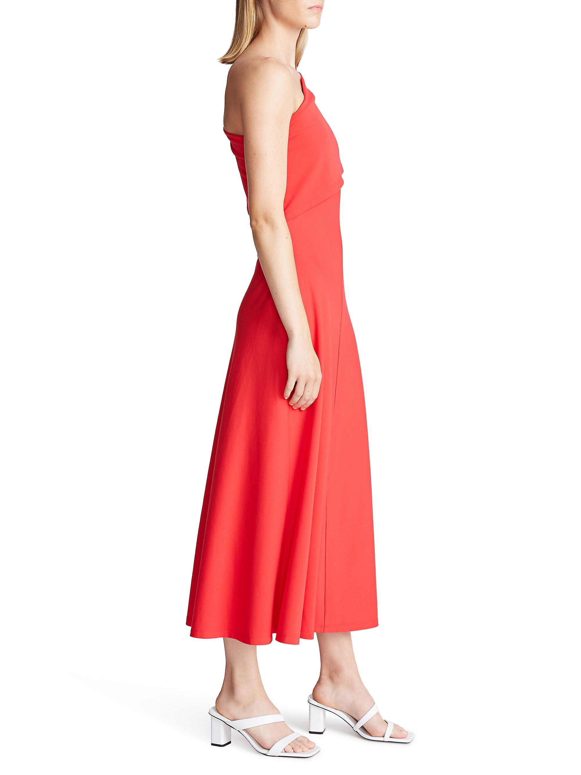 Click here for Halston Womens Felice One-Shoulder Jersey Midi-Dre... prices