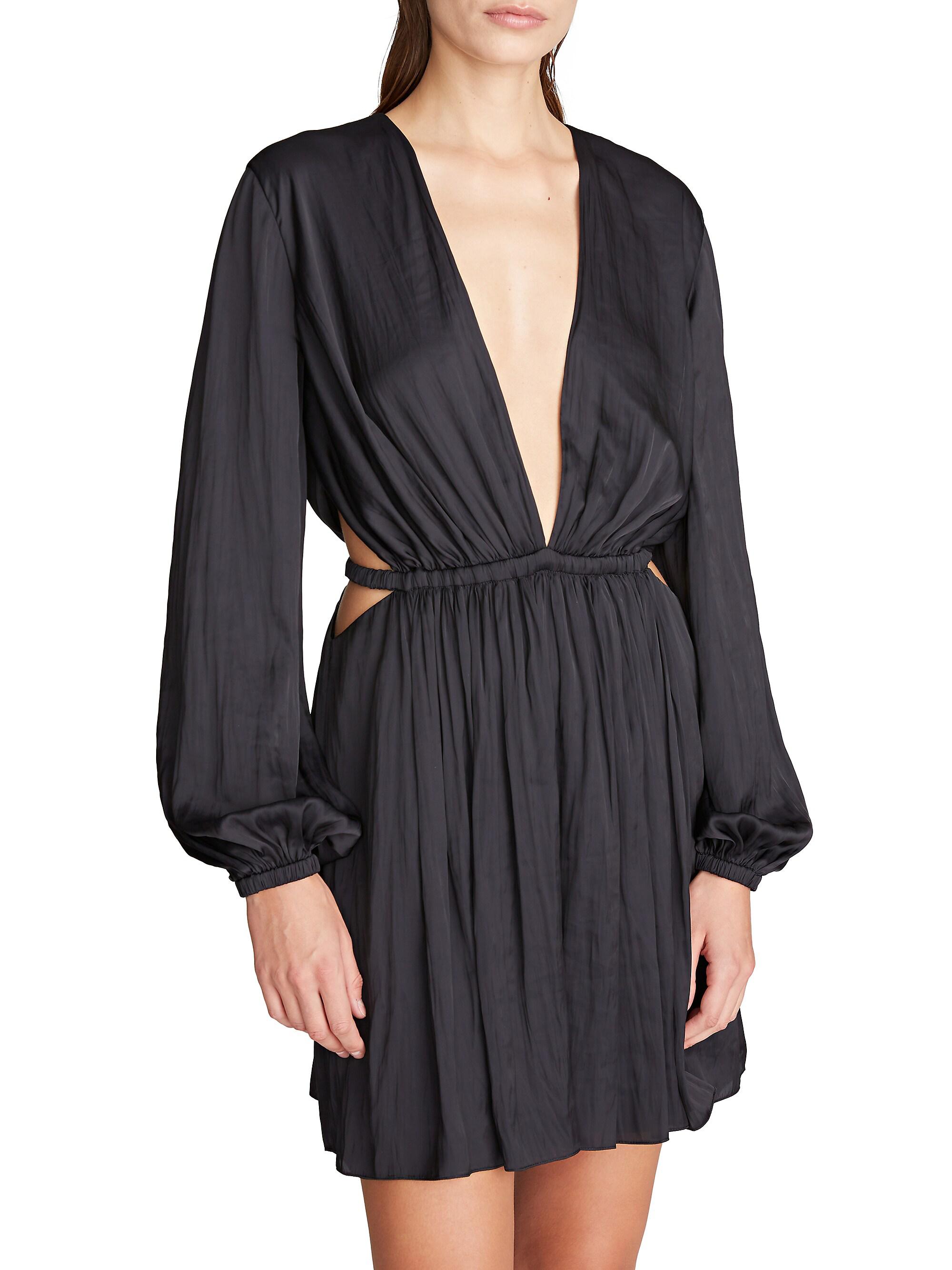 Click here for Halston Womens Leila Satin V-Neck Cutout Minidress... prices