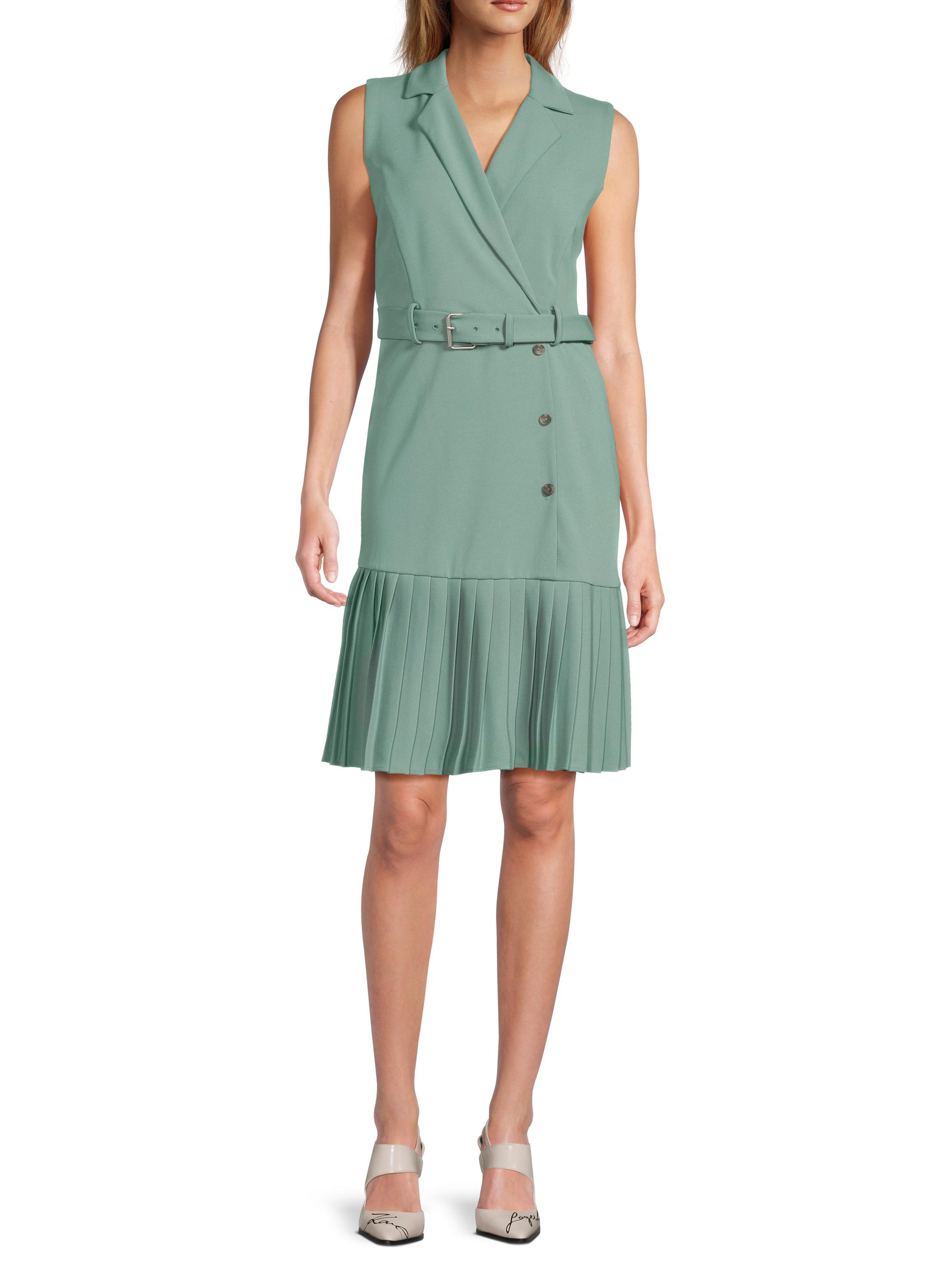 Click here for Calvin Klein Womens Pleated-Hem Sleeveless Belted... prices