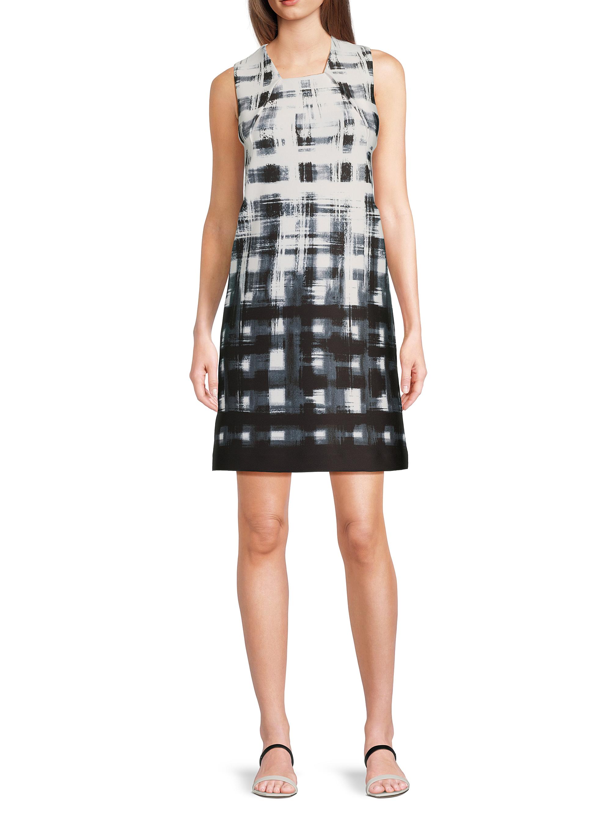 Click here for Calvin Klein Womens Brushed Plaid Sleeveless A-Lin... prices
