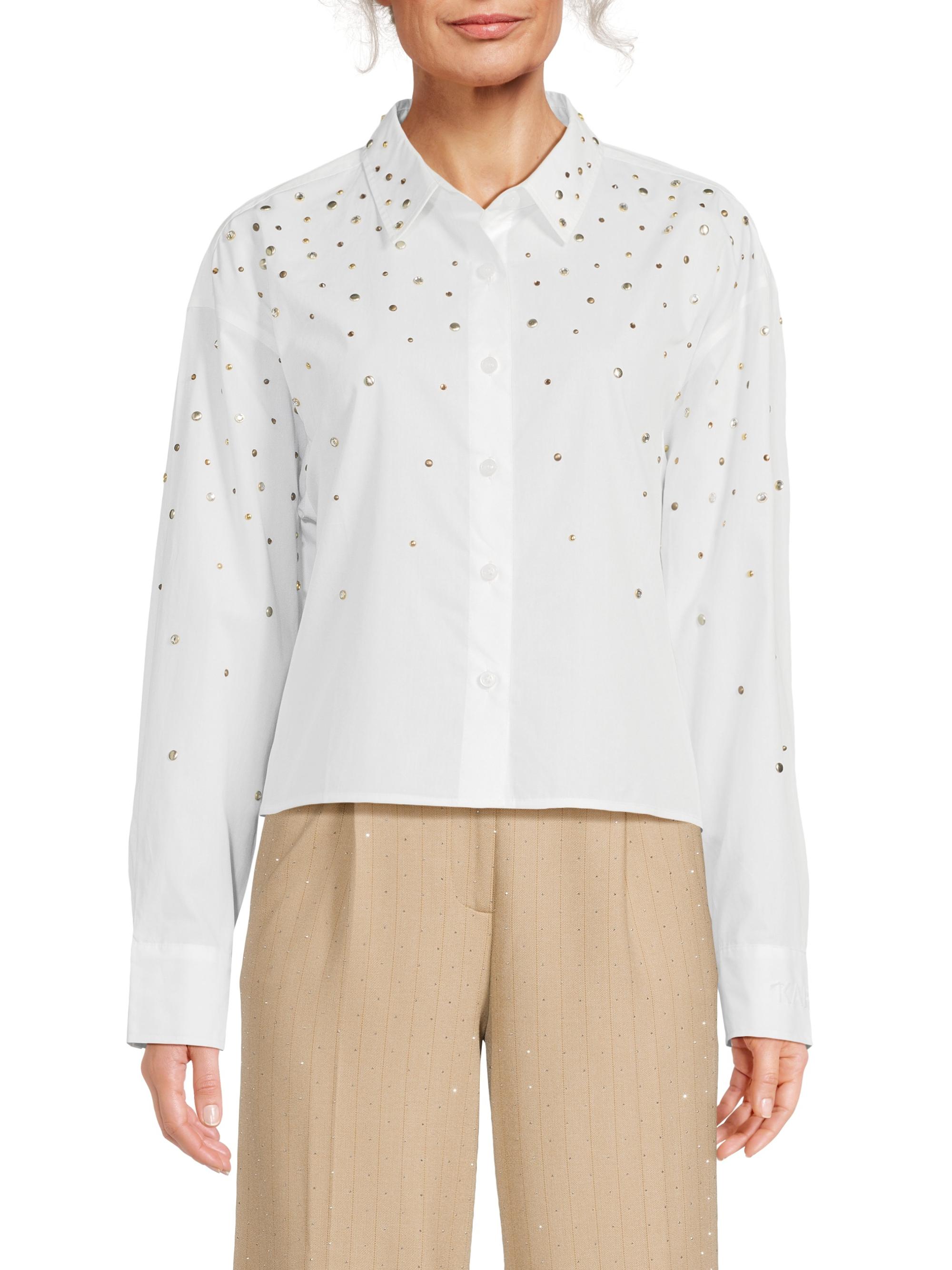 Click here for Karl Lagerfeld Paris Womens Studded Cotton Cropped... prices