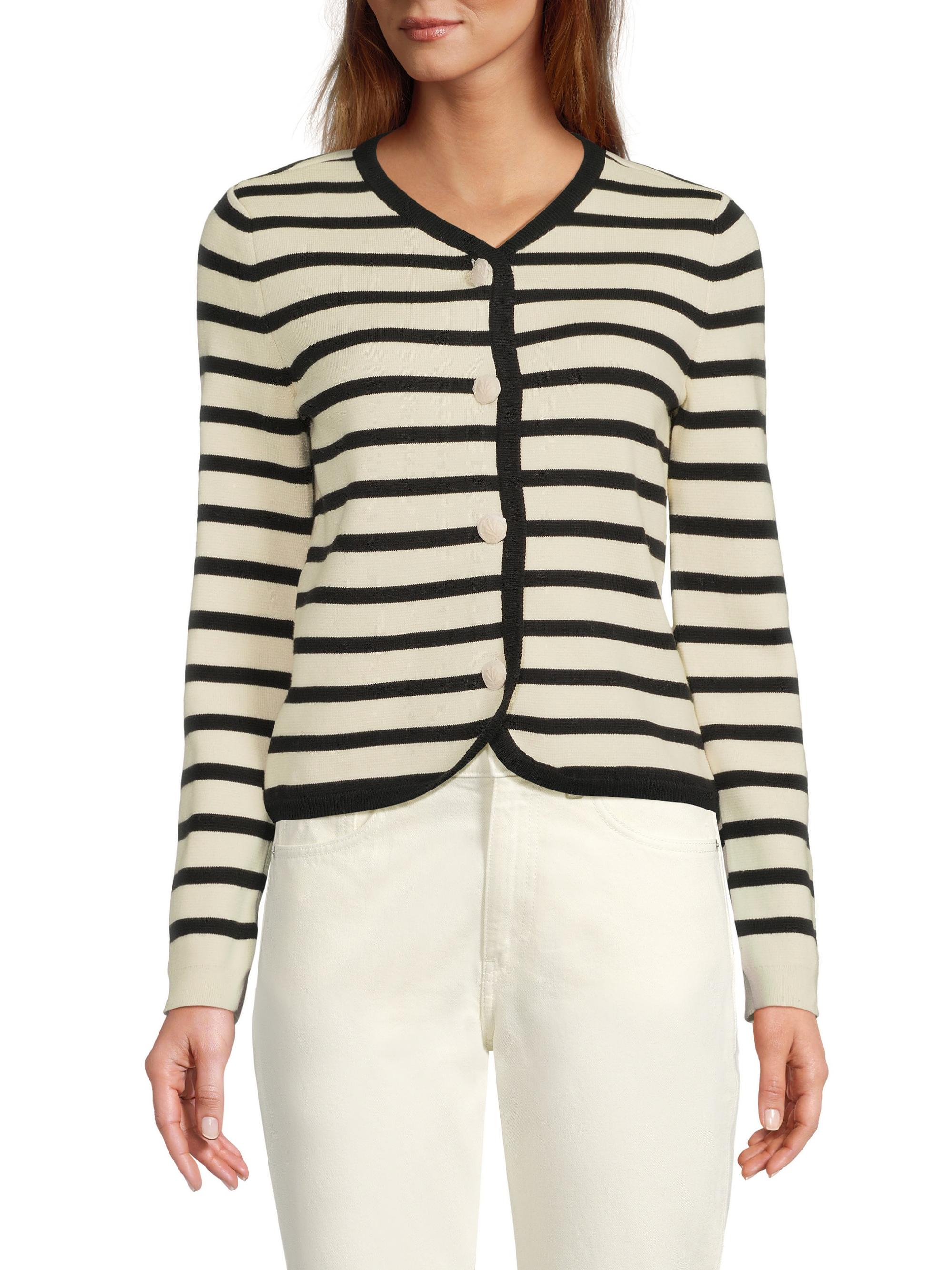 Click here for Rag & Bone Womens Dee Striped Cotton-Blend Cardiga... prices