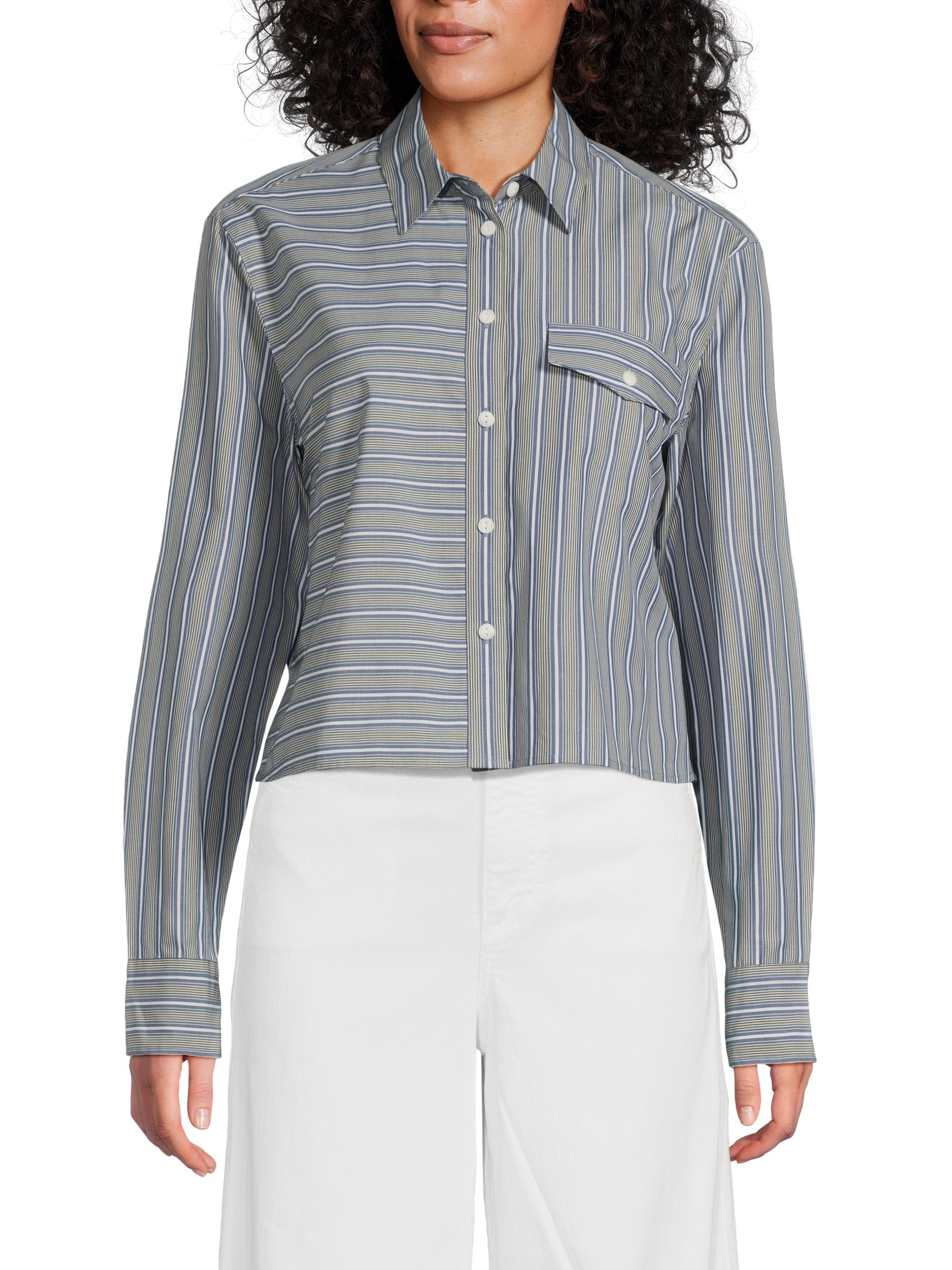 Click here for Rag & Bone Womens Mina Striped Cotton Button-Up Sh... prices