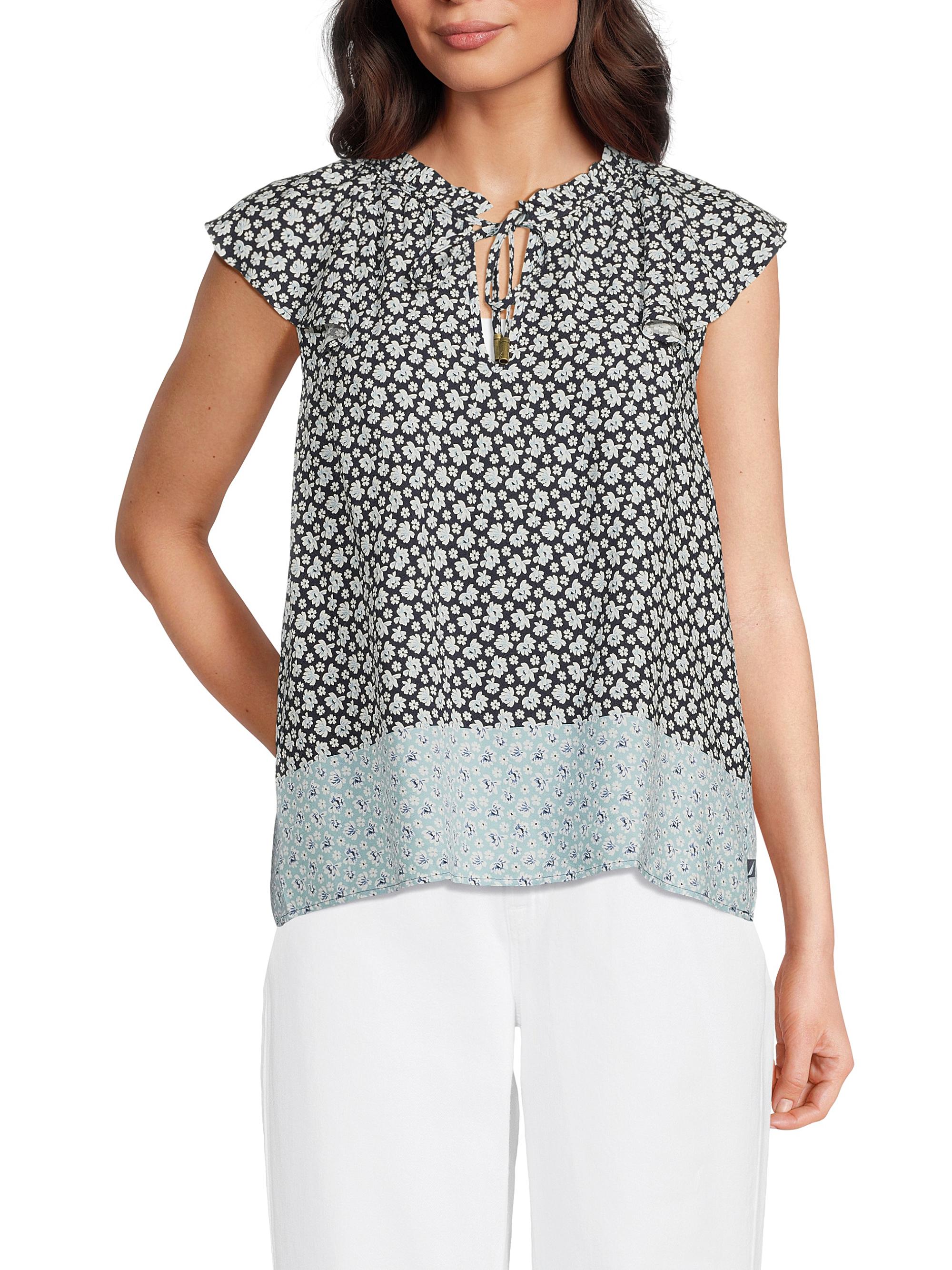 Click here for Nautica Womens Striped Flutter Sleeve Top - Night... prices