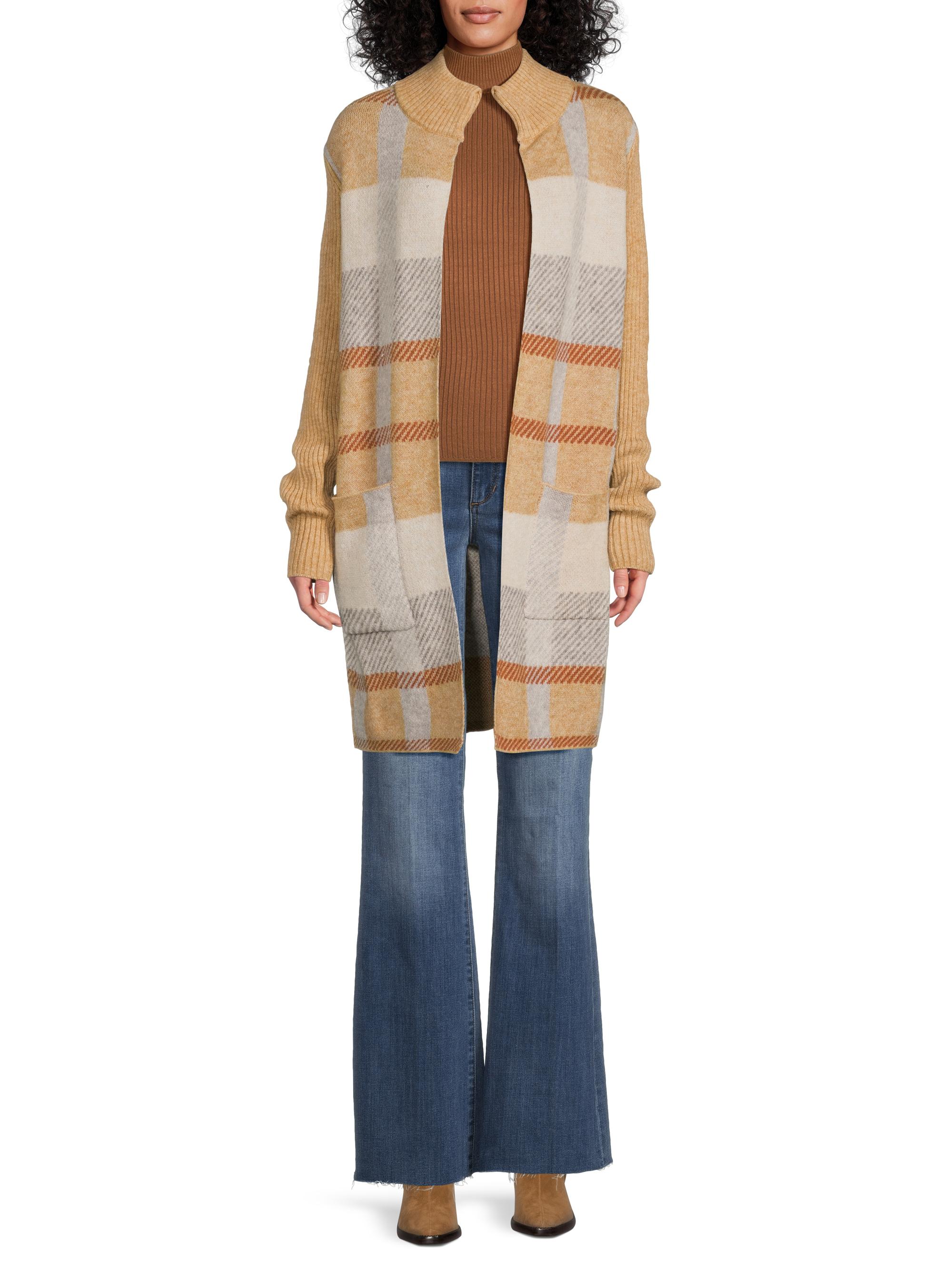Click here for Joseph A Womens Plaid Open-Front Longline Cardigan... prices