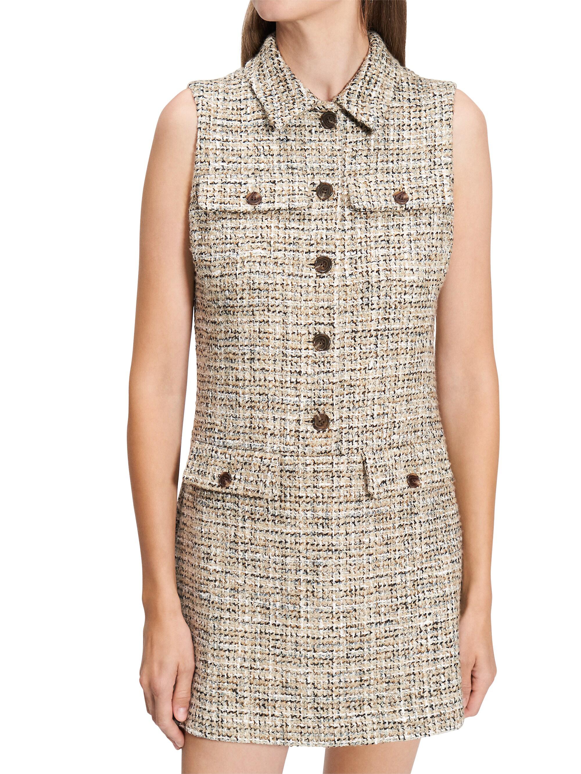 Click here for Theory Womens Tweed Sleeveless Minidress - Wheat M... prices