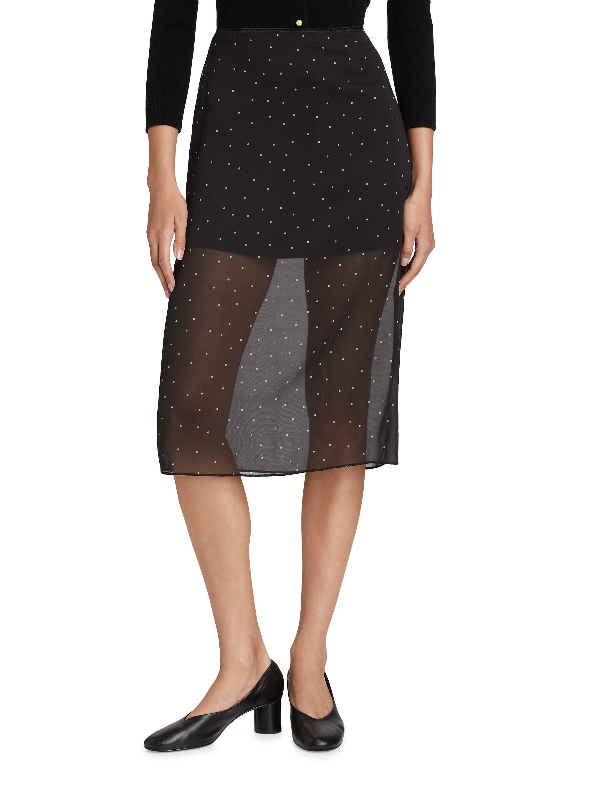 Click here for Vince Womens Dot Sheer Silk-Blend Midi-Skirt - Bla... prices