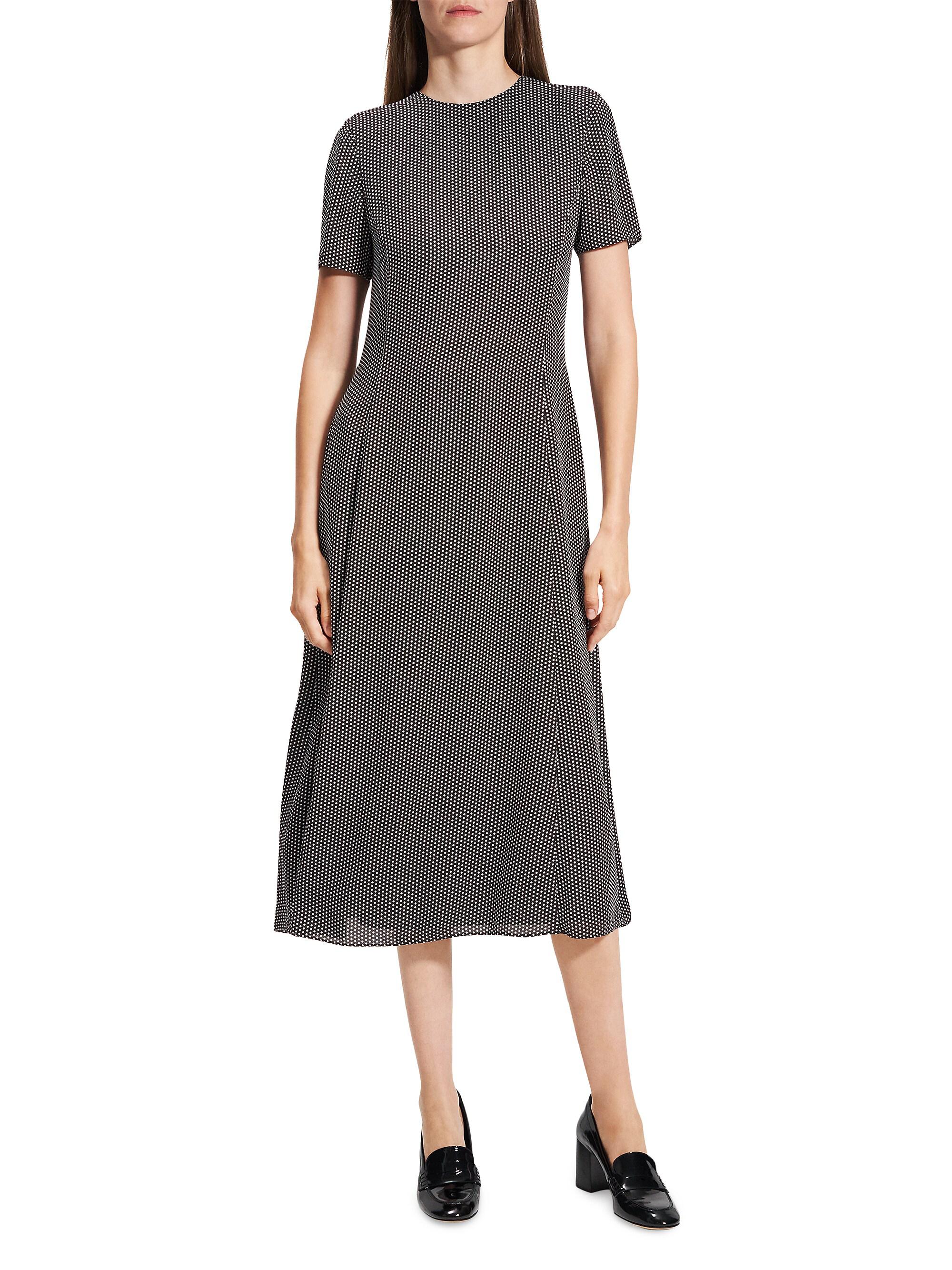 Click here for Theory Womens Birdseye A-Line Flare Midi-Dress - B... prices