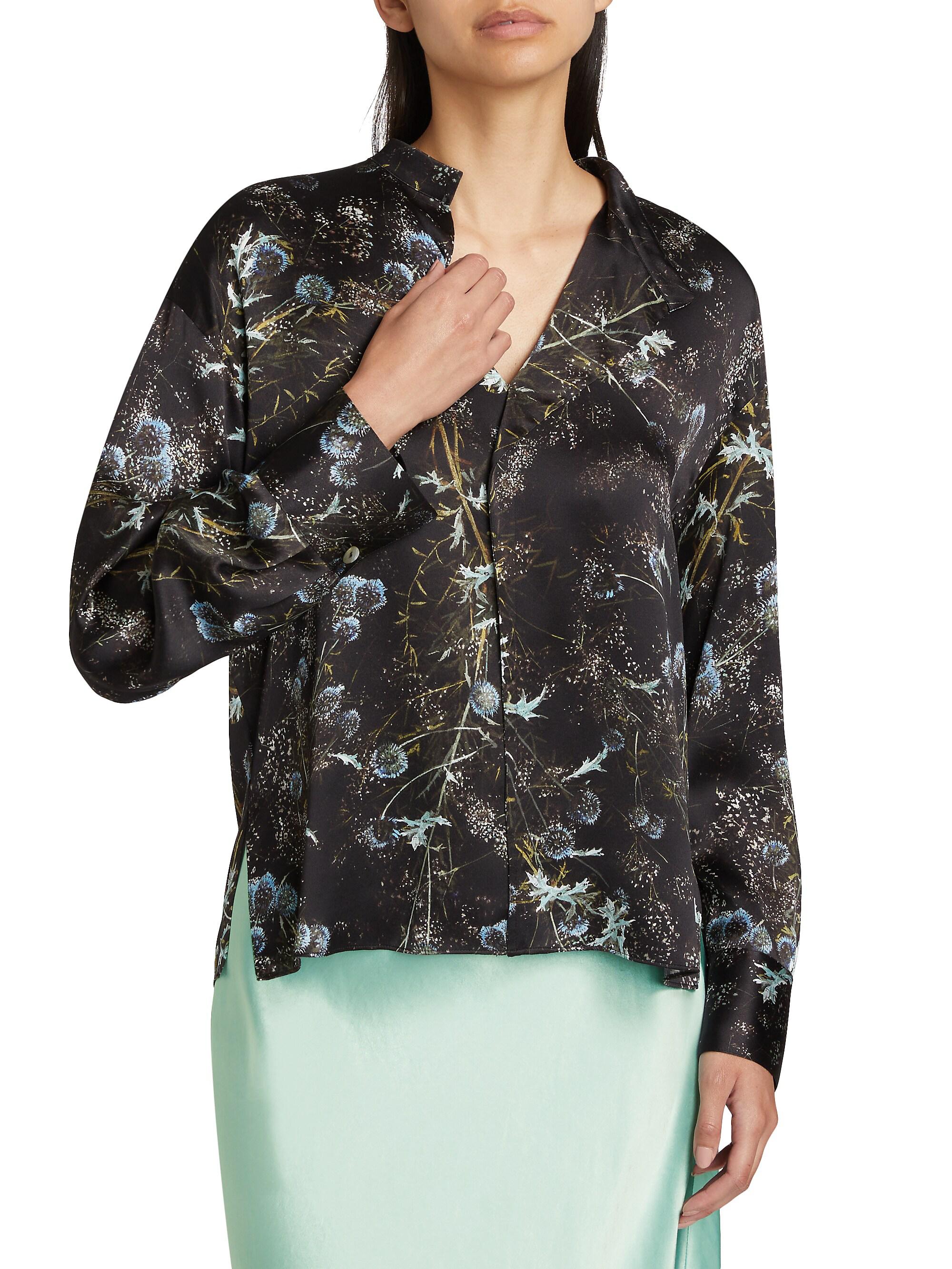 Click here for Vince Womens Thistle Silk Blouse - Aqua Shadow - S... prices
