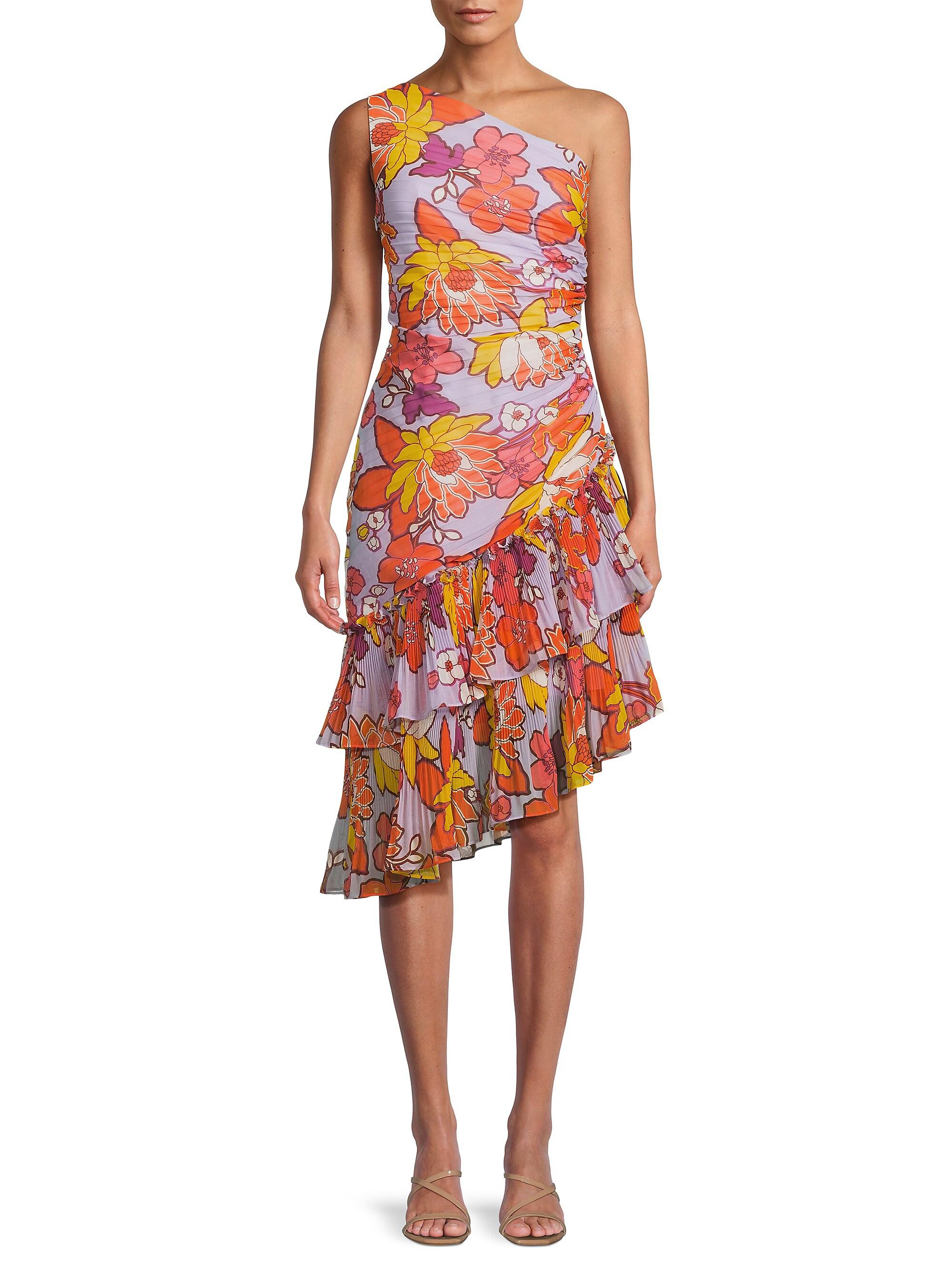 Click here for Ungaro Womens Lana Floral Asymmetric Midi-Dress -... prices