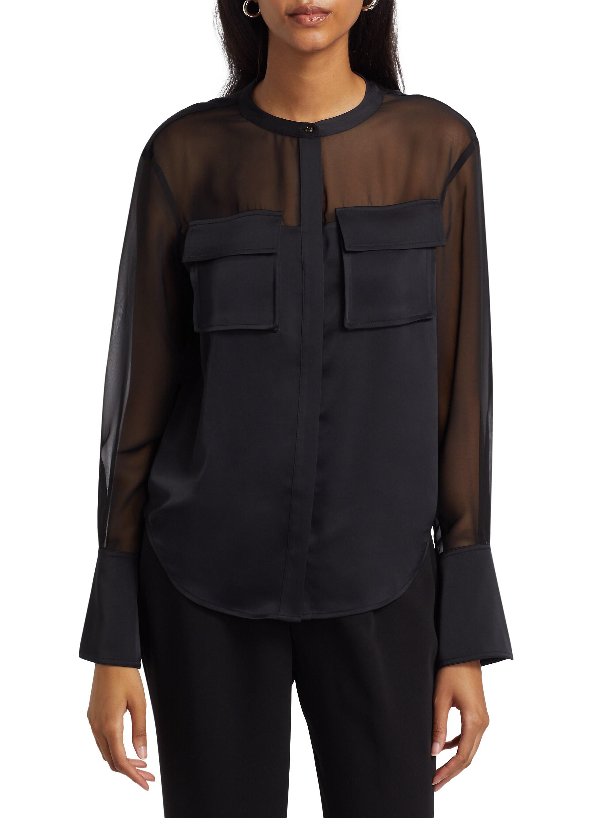 Click here for Ramy Brook Womens Tiah Satin Shirt - Black - Size... prices