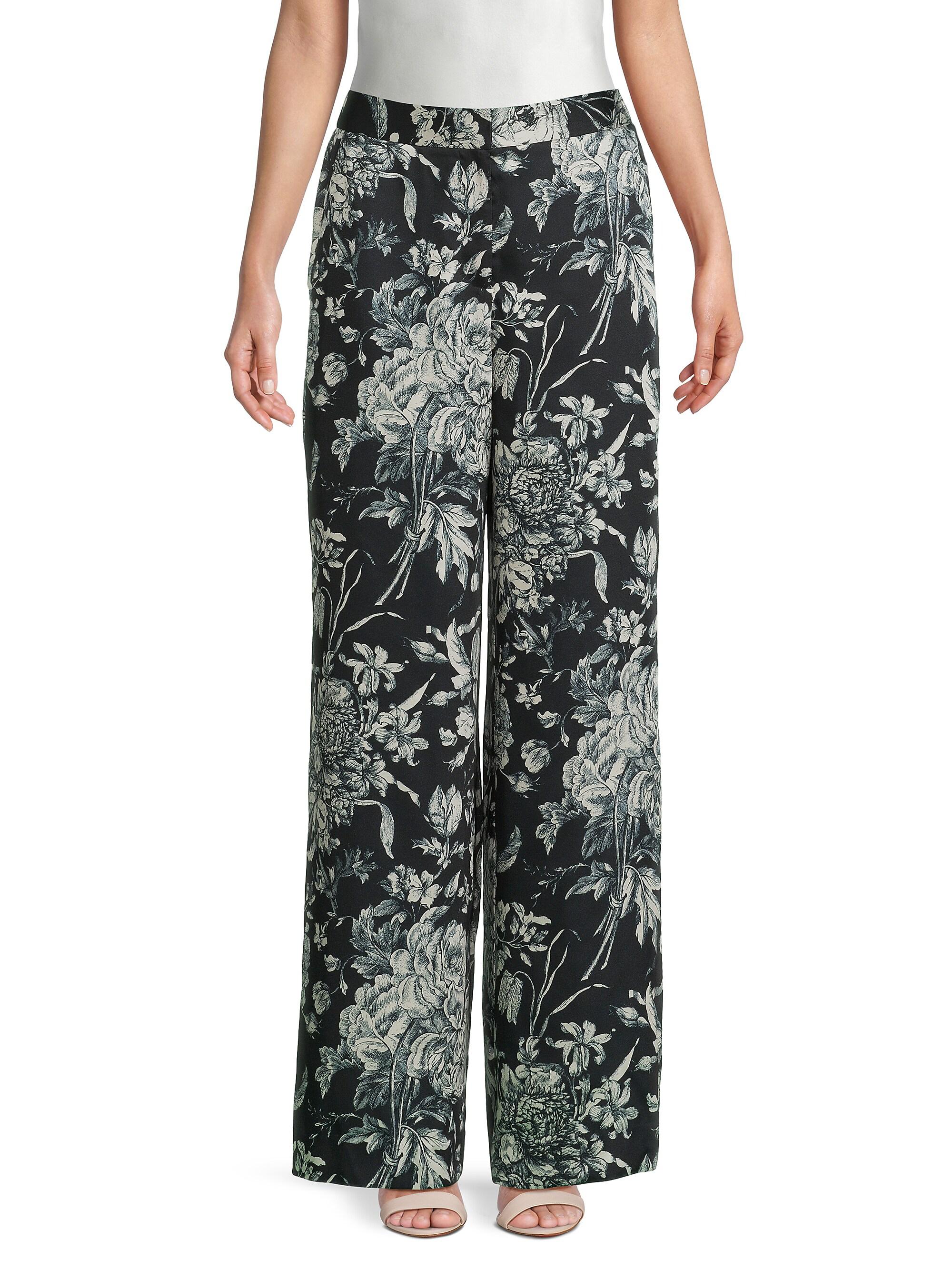 Click here for Ungaro Womens Clea Floral Wide-Leg Pants - Black M... prices