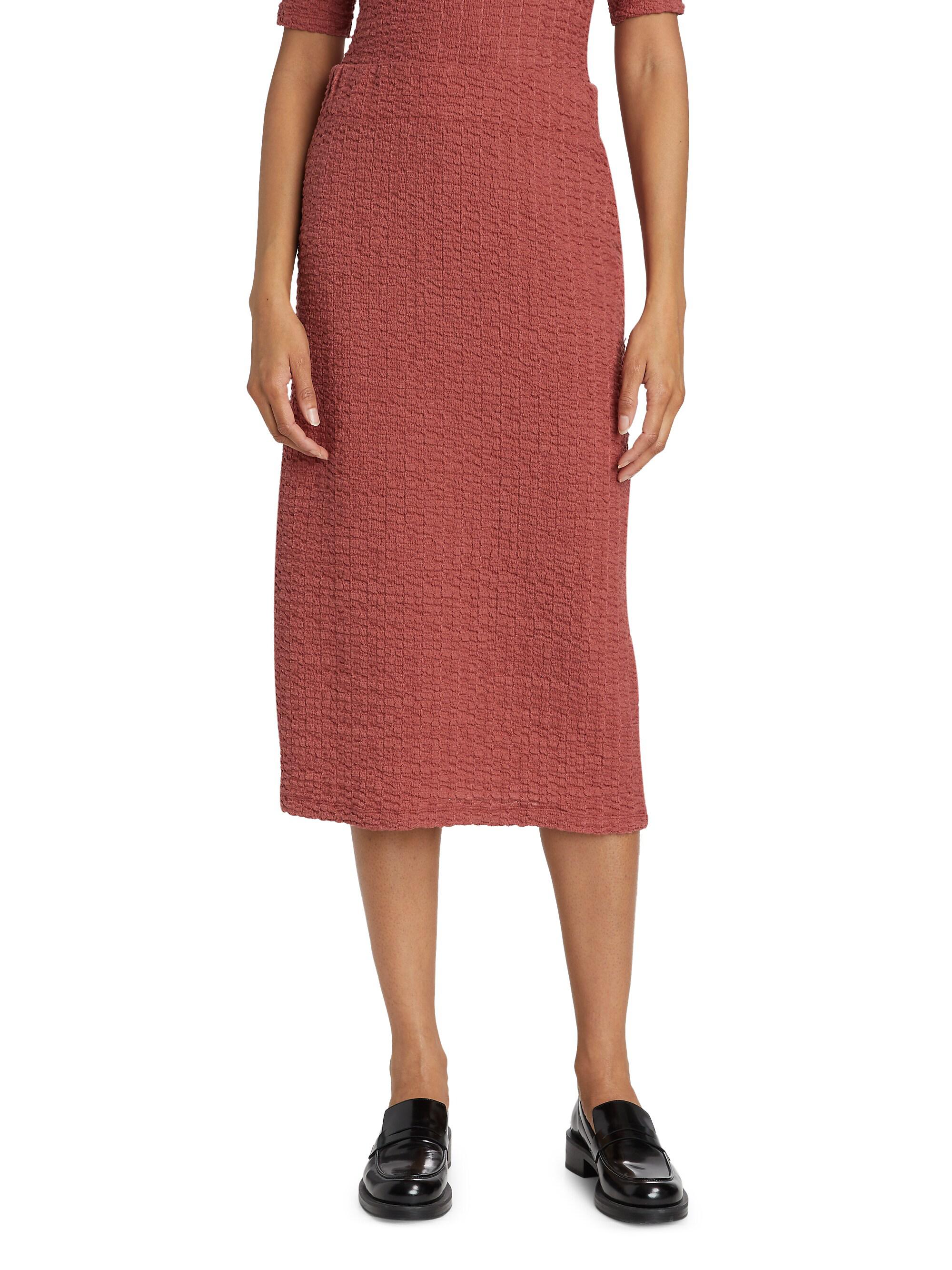 Click here for Vince Womens Smocked Sheath Midi-Skirt - Raspberry... prices