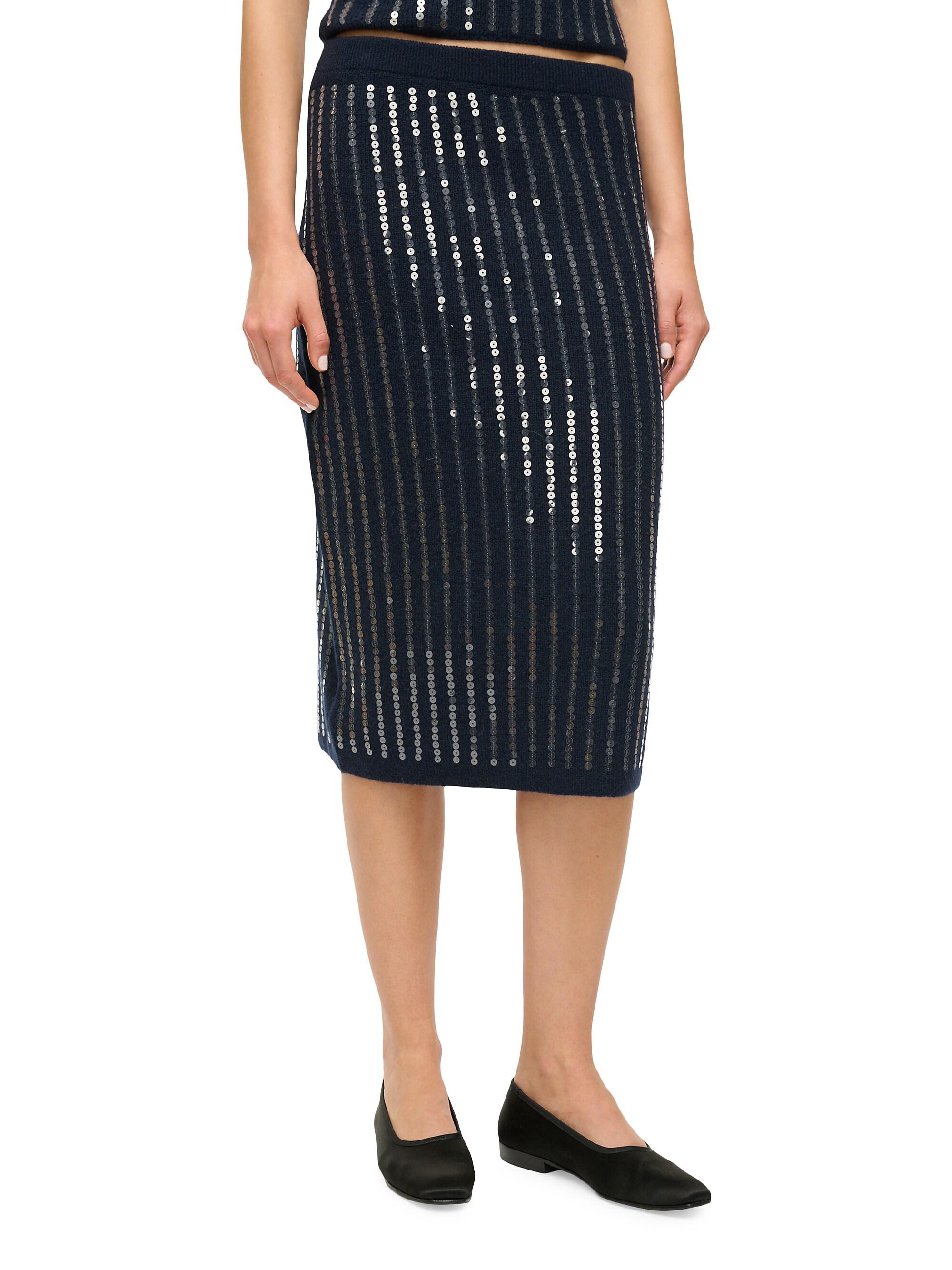 Click here for Staud Womens Mimi Sequined Midi-Skirt - Navy - Siz... prices