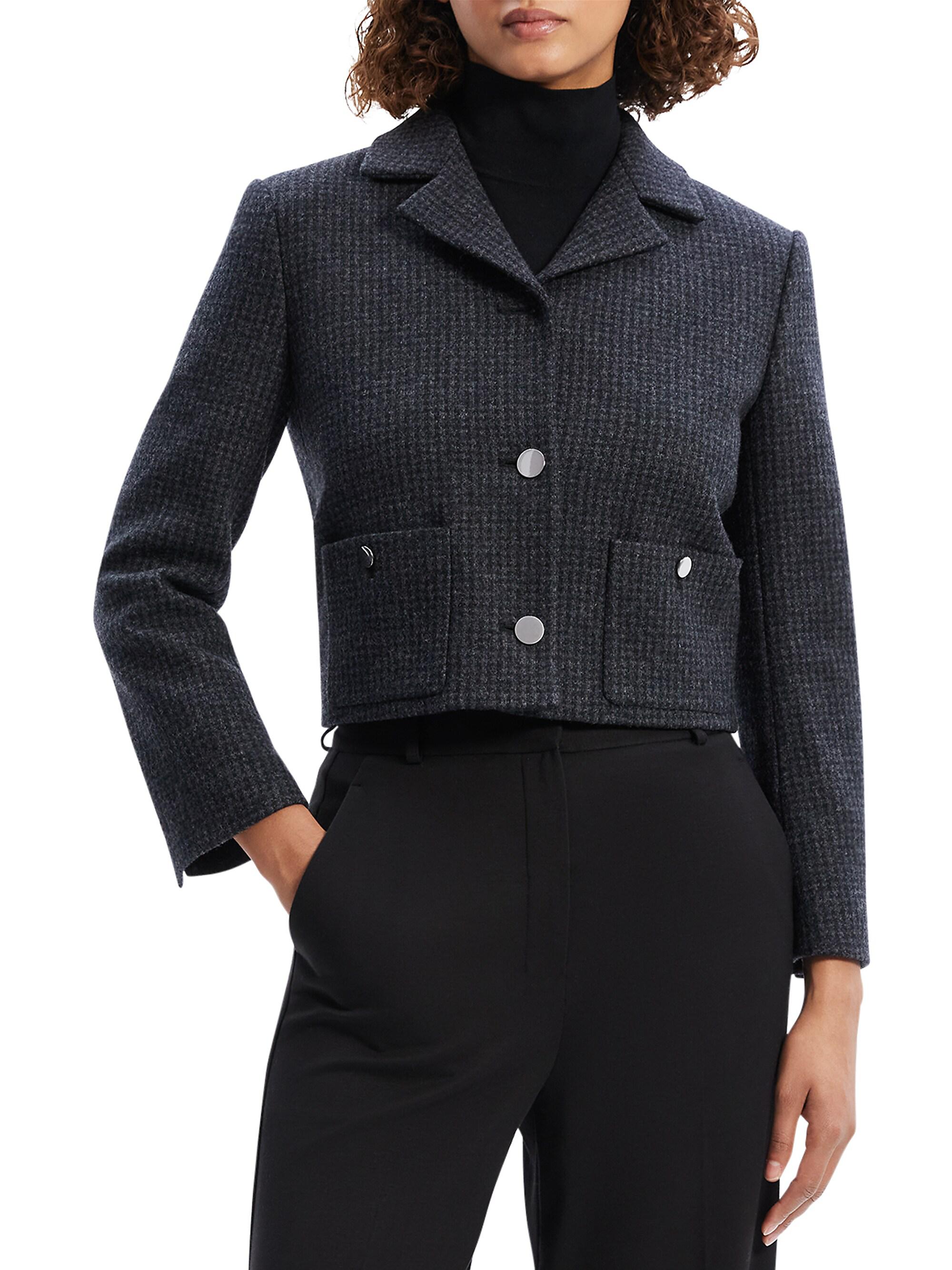 Click here for Theory Womens Wool-Blend Boxy Crop Jacket - Charco... prices
