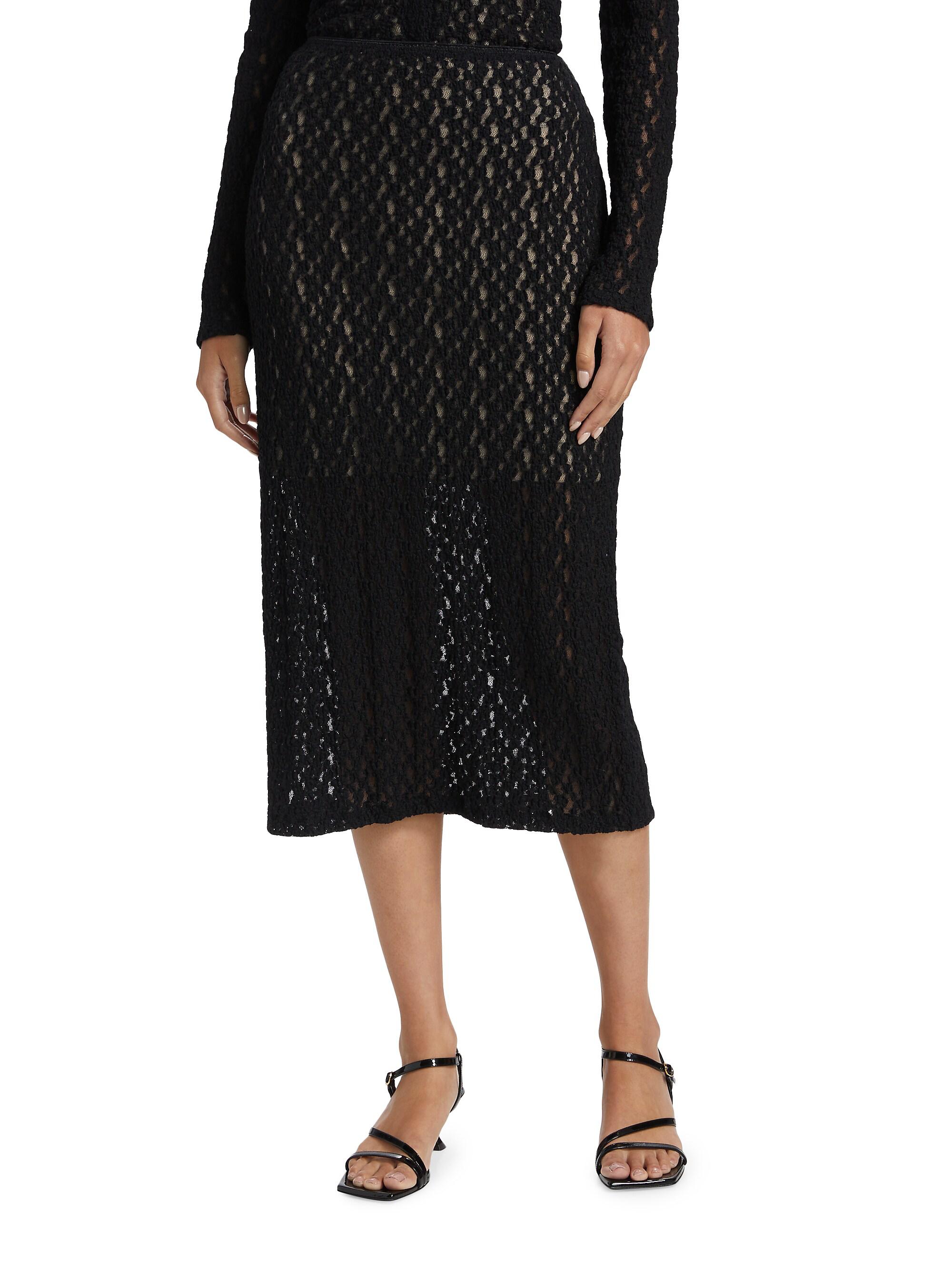 Click here for Vince Womens Floral Lace Smocked Midi-Skirt - Blac... prices