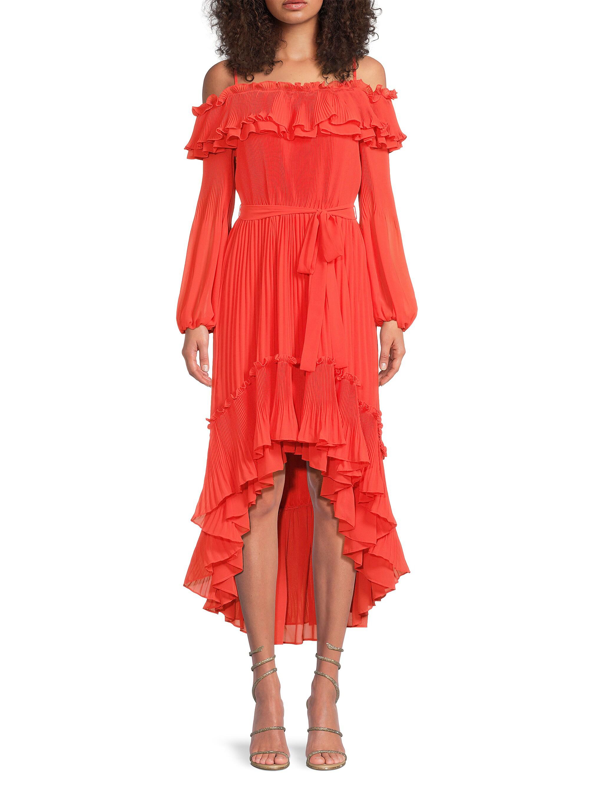 Click here for Ungaro Womens Holland Pleated Ruffled High-Low Dre... prices