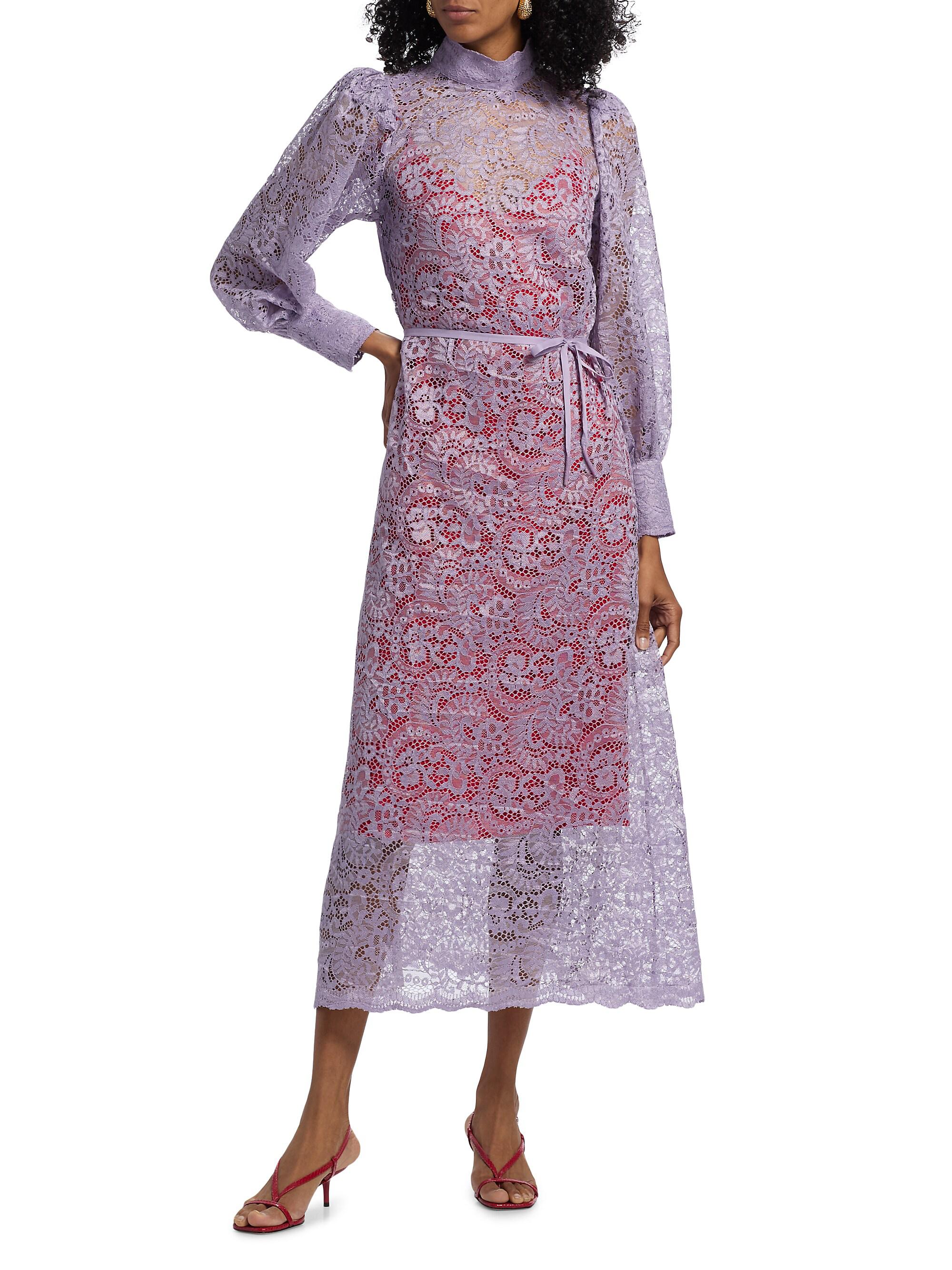 Click here for Farm Rio Womens Lace Tie-Waist Midi-Dress - Lilac... prices
