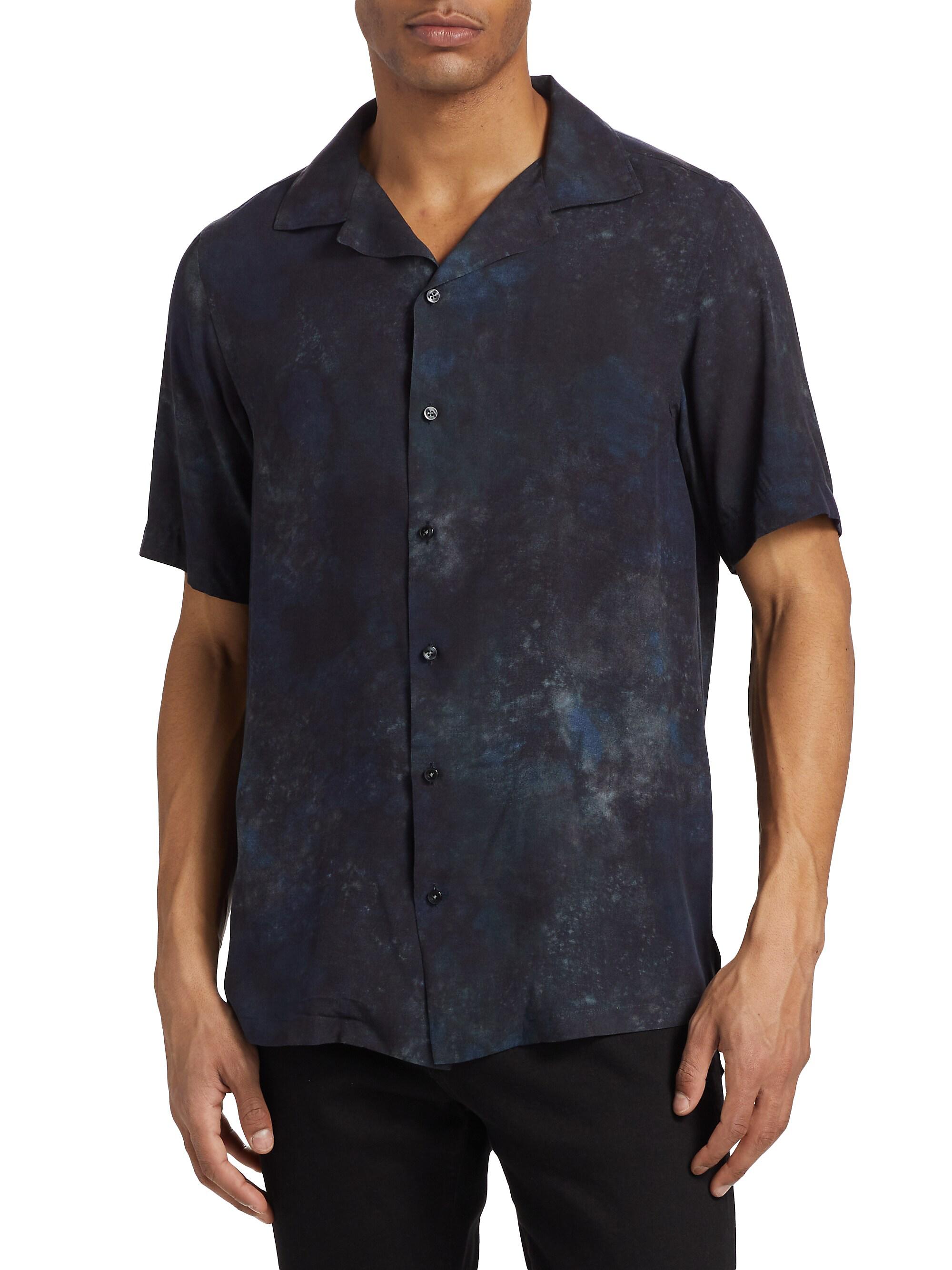 Click here for Saks Fifth Avenue Mens Tie-Dye Camp Shirt - Grey -... prices