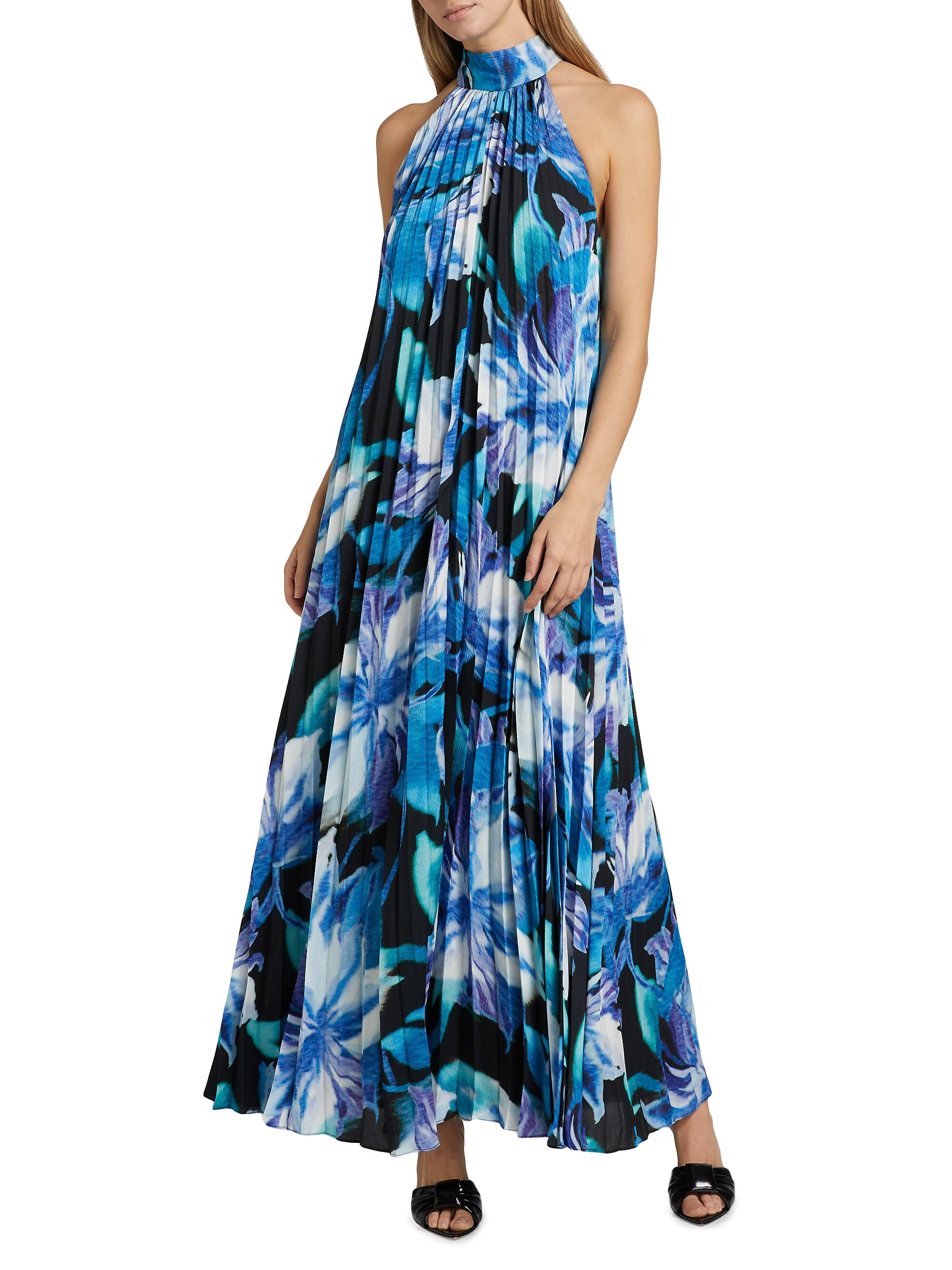 Click here for Ungaro Womens Haze Floral Satin Pleated Maxi Dress... prices