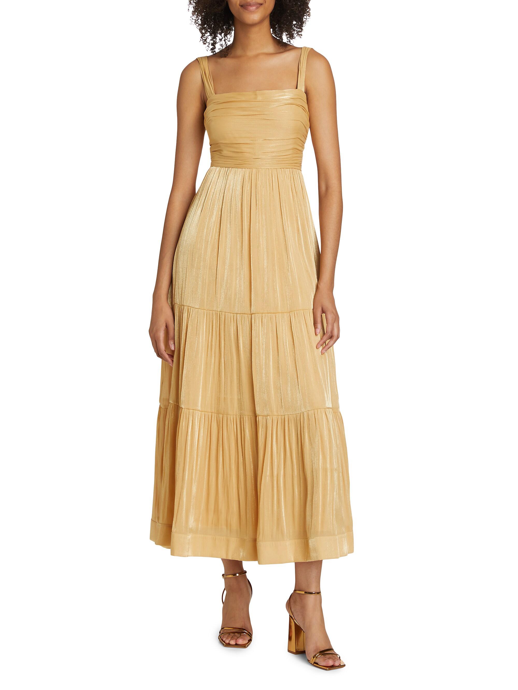 Click here for Kobi Halperin Womens Maisie Metallic Gathered Midi... prices