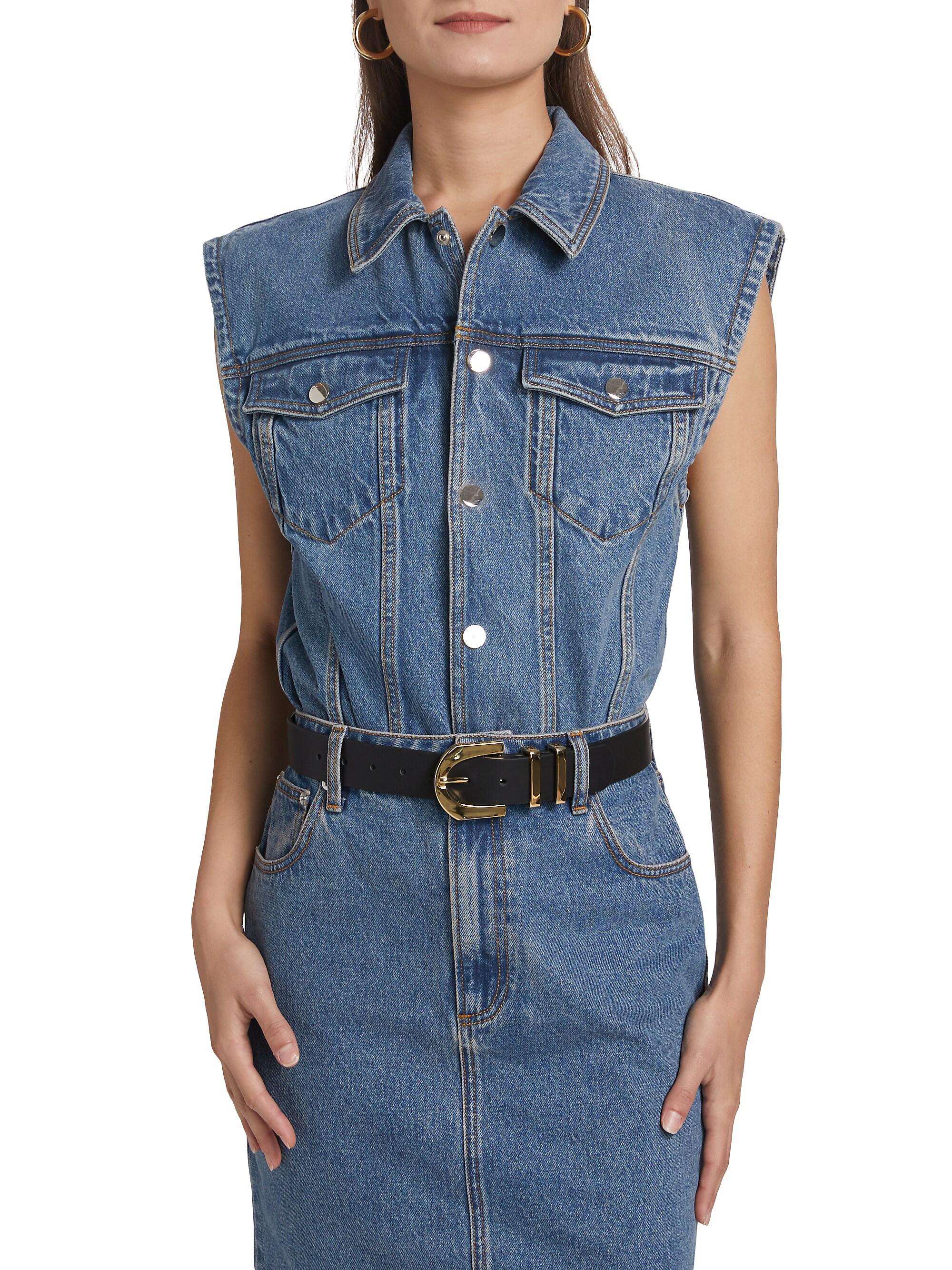 Click here for Ronny Kobo Womens Carlyle Denim Sleeveless Bodysui... prices