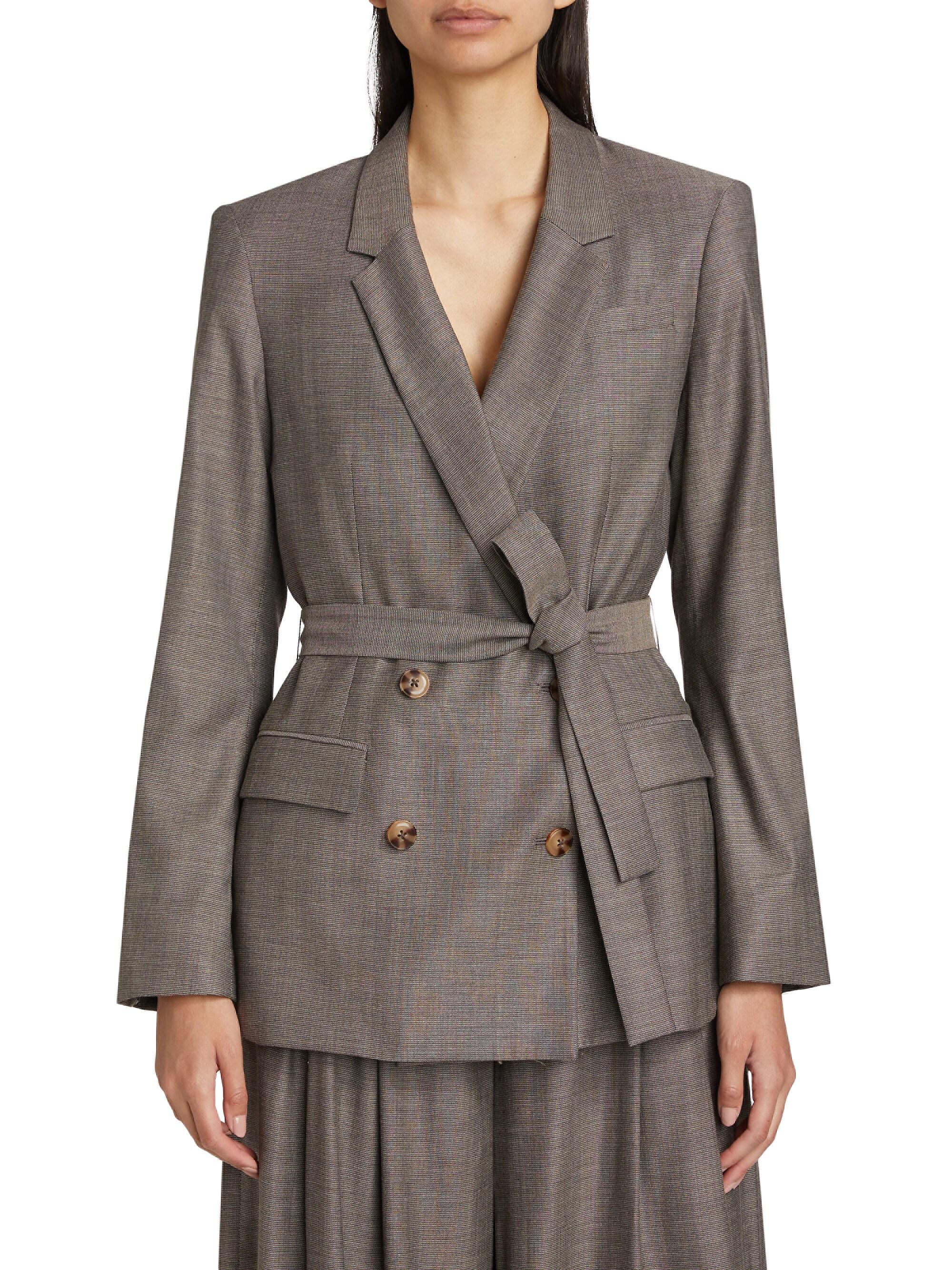 Click here for Twp Womens Tie-Waist Smoking Wool-Blend Jacket - T... prices