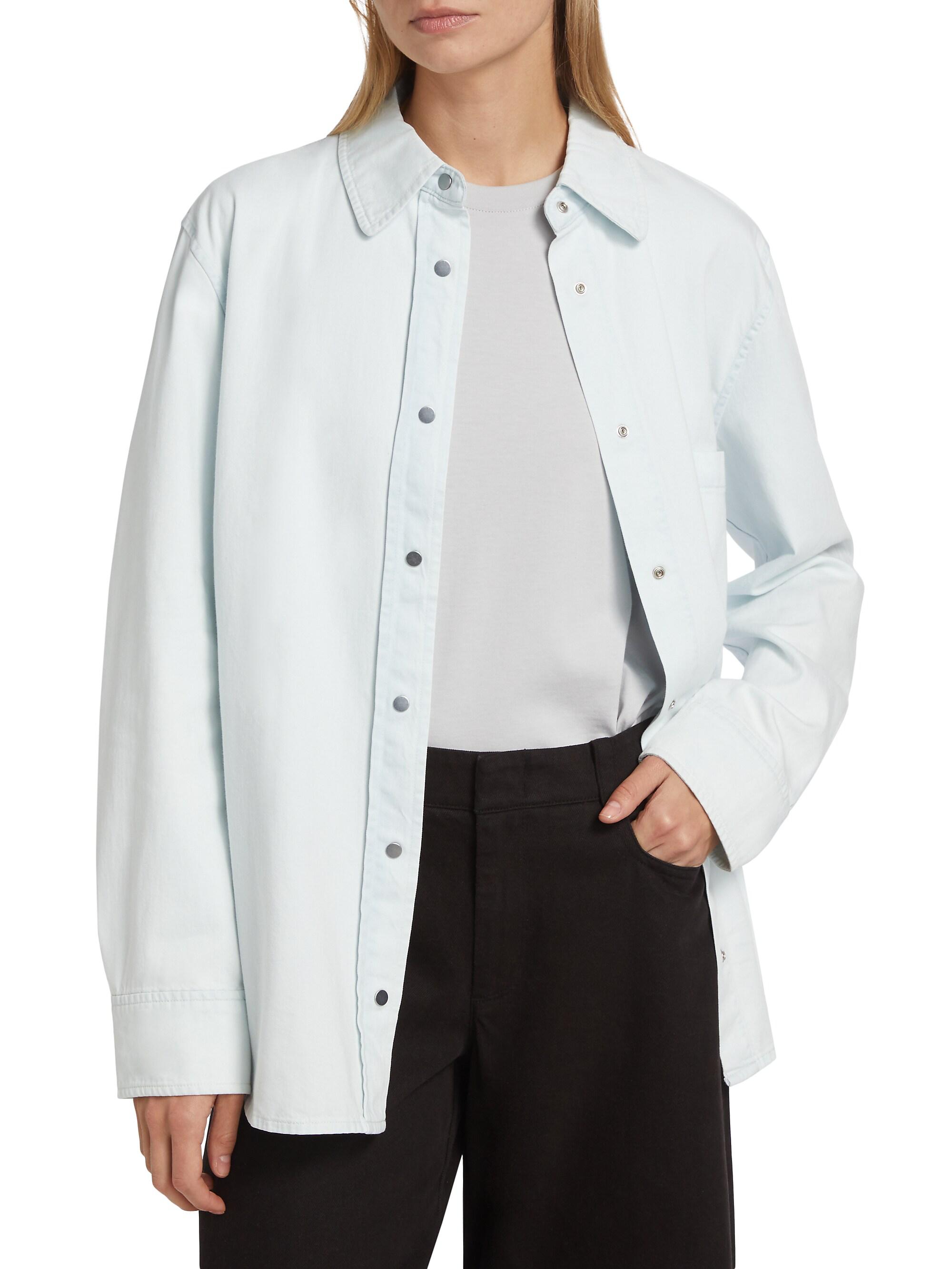 Click here for Vince Womens Twill Snap-Front Overshirt - Celestin... prices
