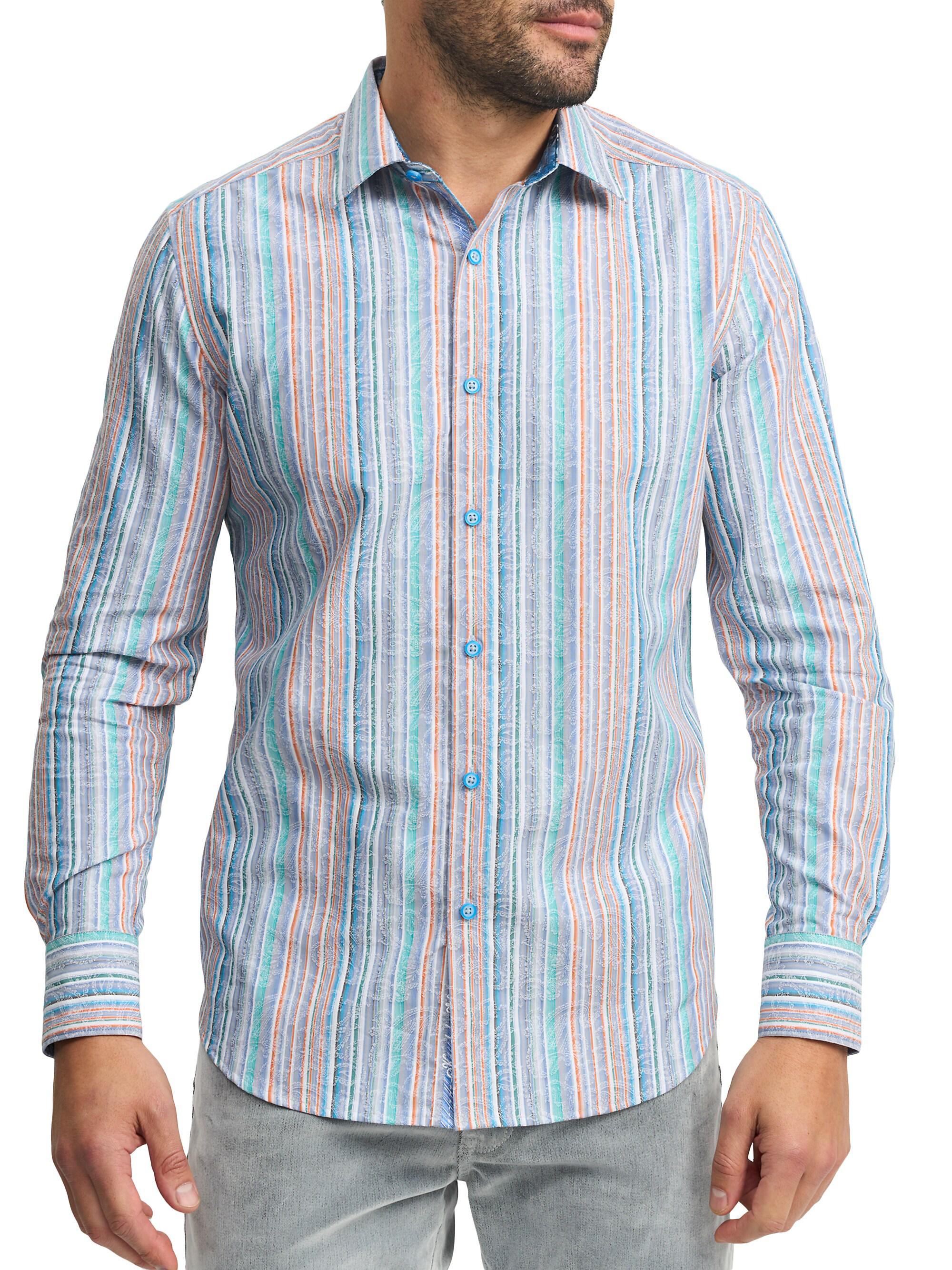 Click here for Robert Graham Mens Tyson Striped Woven Shirt - Blu... prices