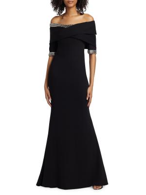 Reem Acra Off-The-Shoulder Beaded Mermaid Gown on SALE | Saks OFF 5TH