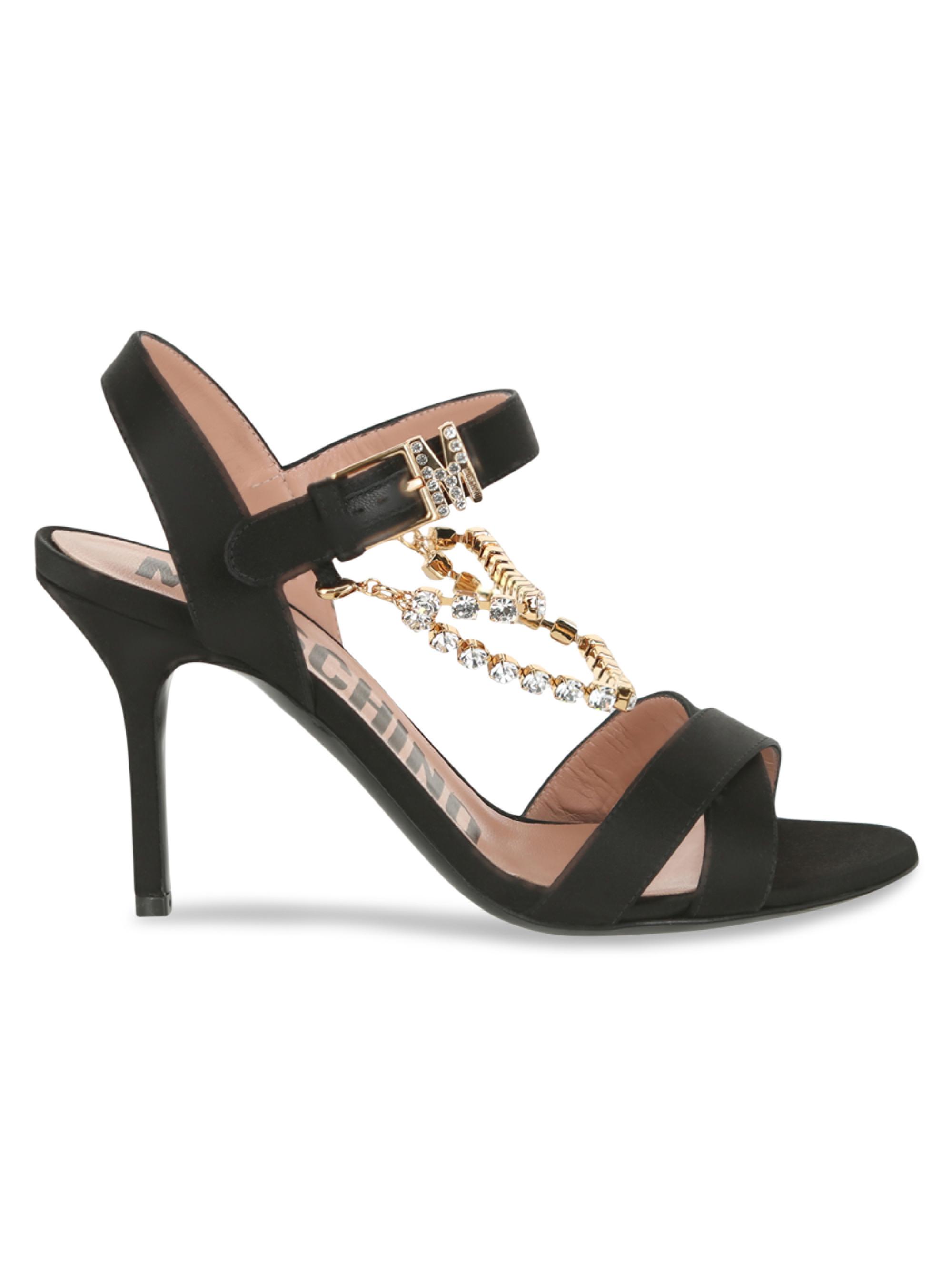 Love Moschino Womens 90MM Rhinestone-Embellished Stiletto Sandals - Black - Size 37 (7)