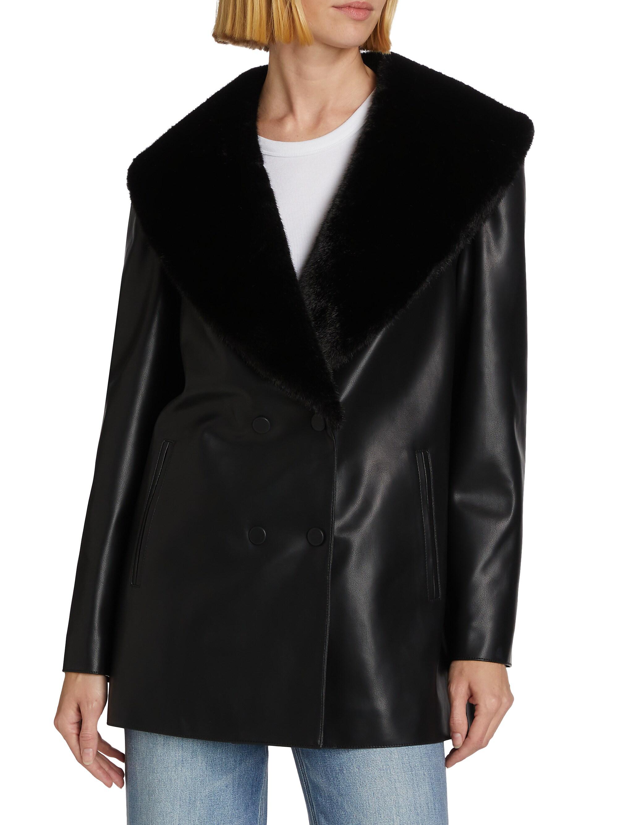 Click here for Mercer Collective Womens Faux-Fur Faux-Leather Jac... prices