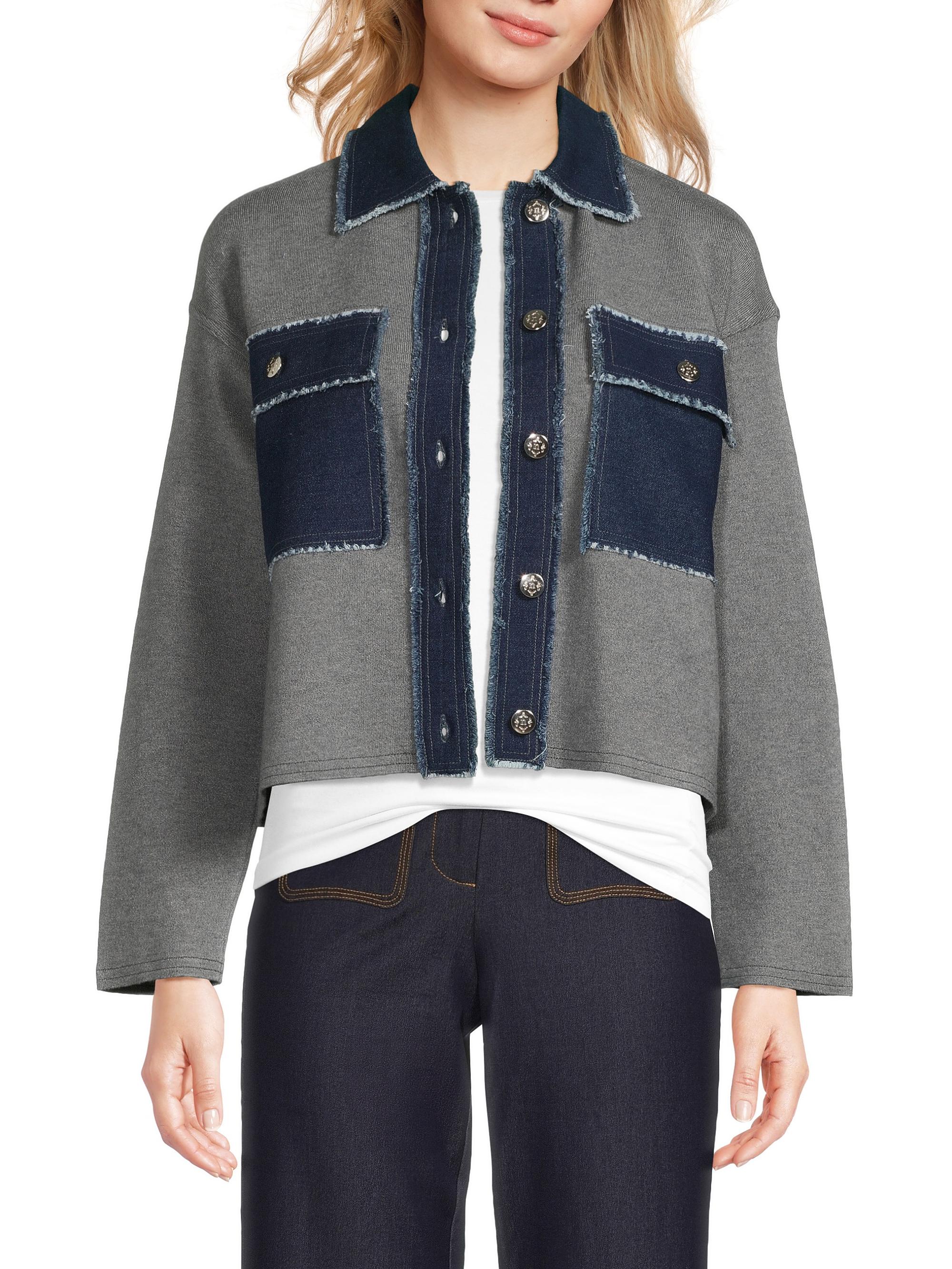 Click here for Nanette Nanette Lepore Womens Denim-Trim Cropped J... prices