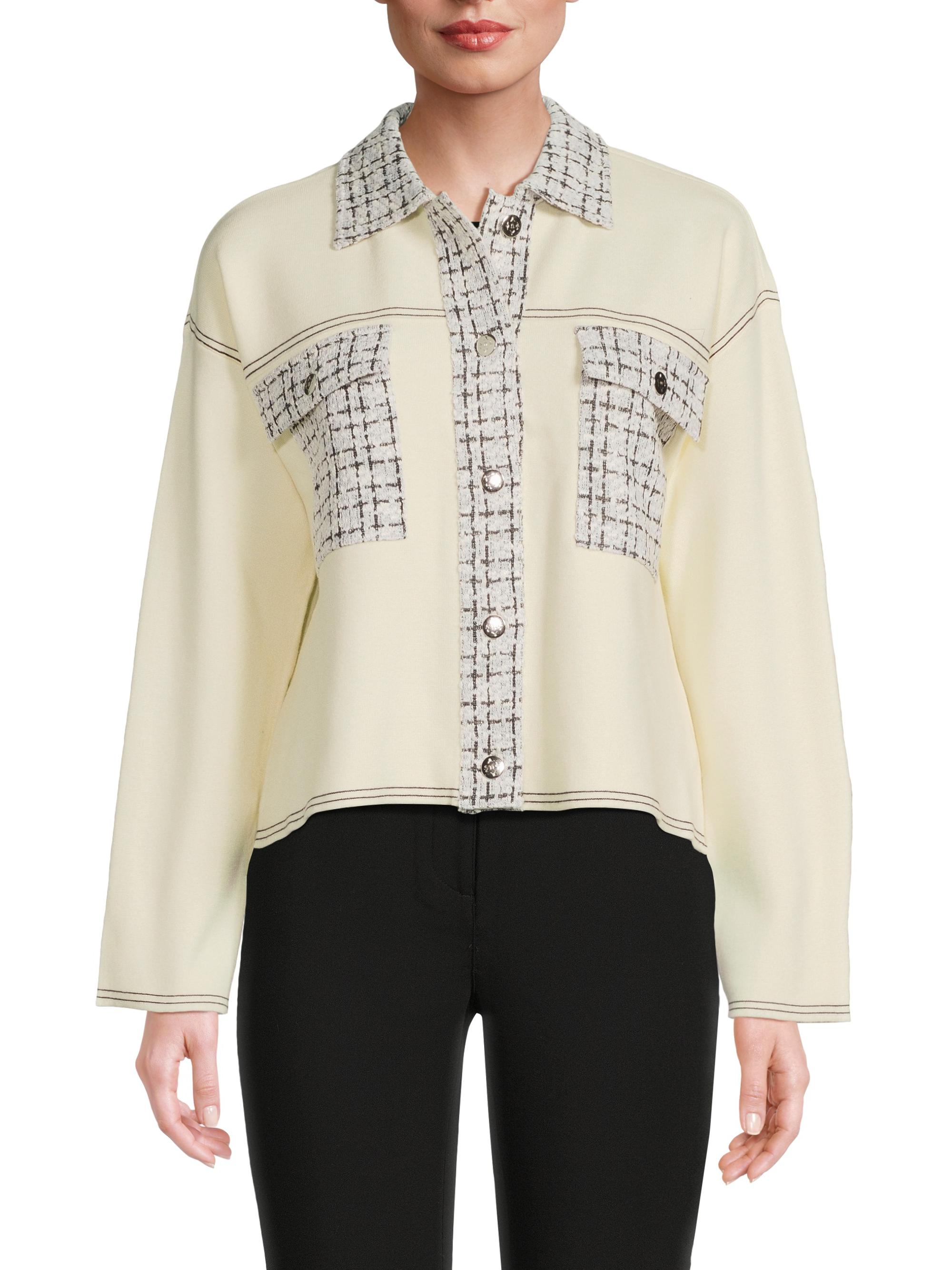 Click here for Nanette Nanette Lepore Womens Tweed-Trim Cropped J... prices