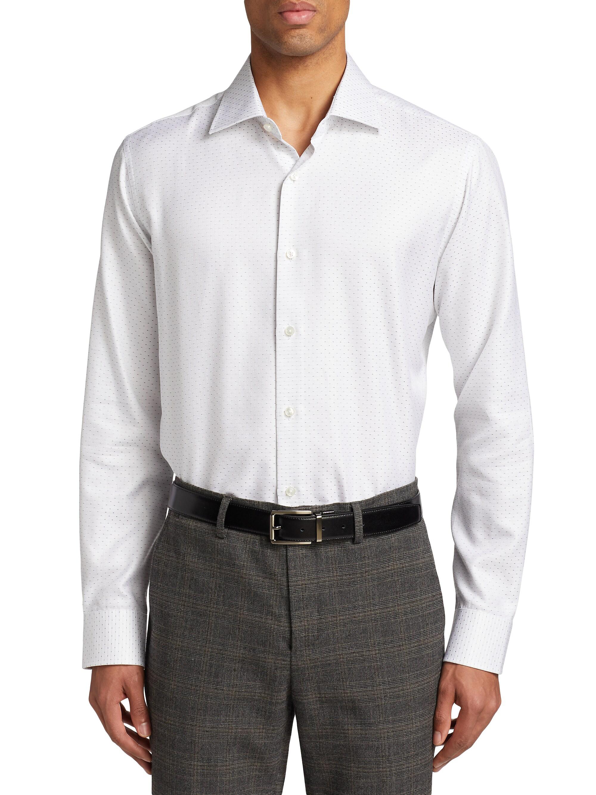 Click here for Saks Fifth Avenue Mens Diamond Dash Button-Front S... prices