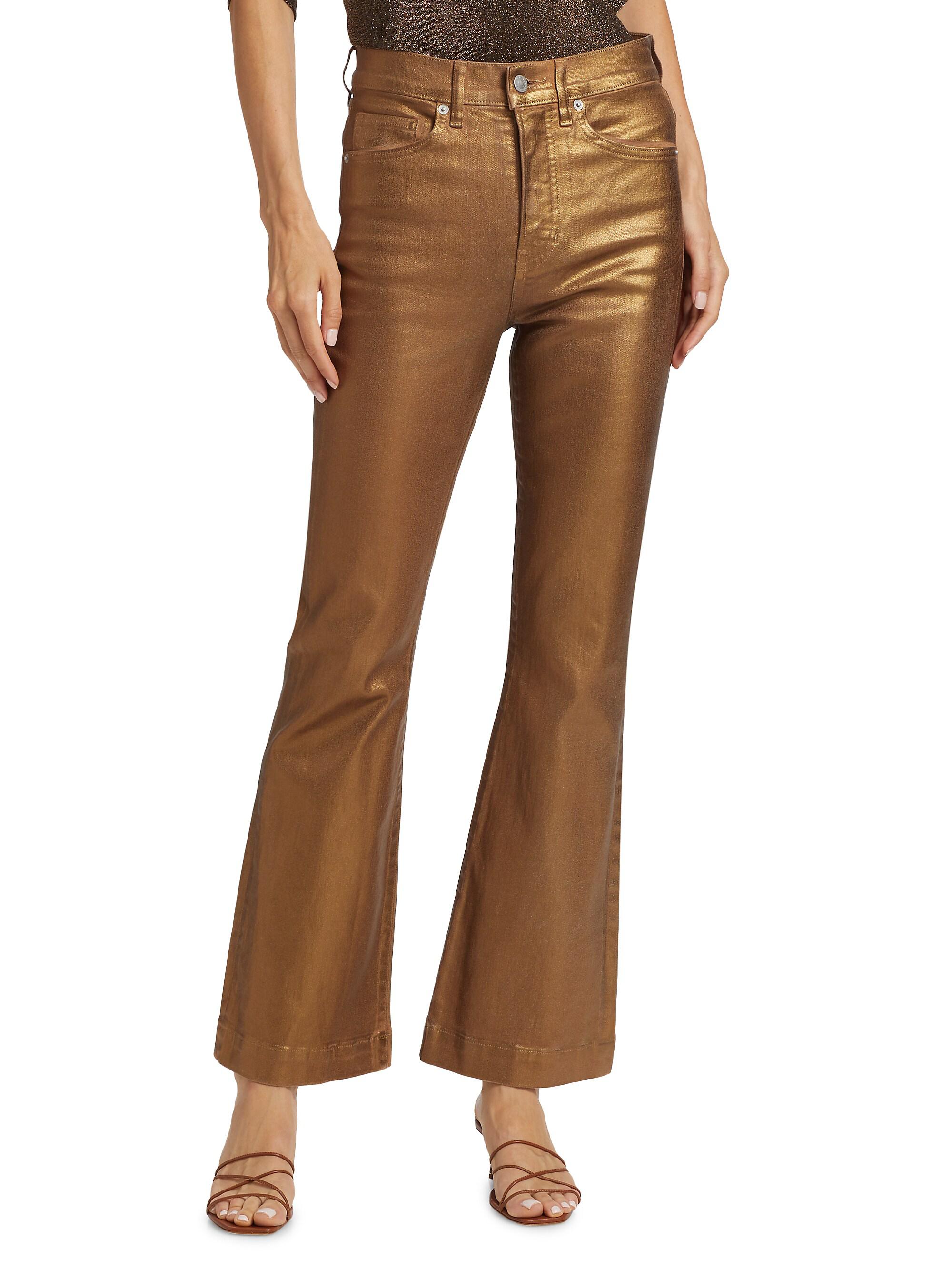 Click here for Veronica Beard Womens Carson Metallic High-Rise Cr... prices