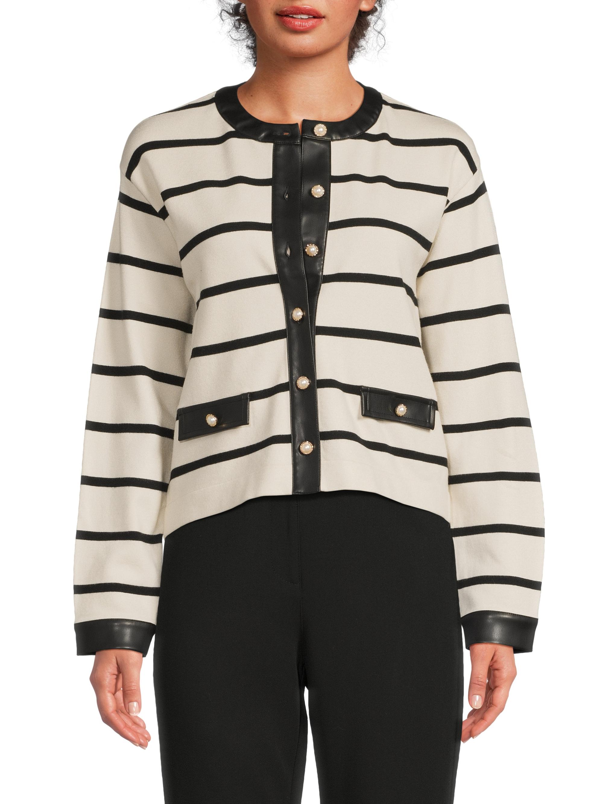 Click here for Nanette Nanette Lepore Womens Striped Faux-Leather... prices