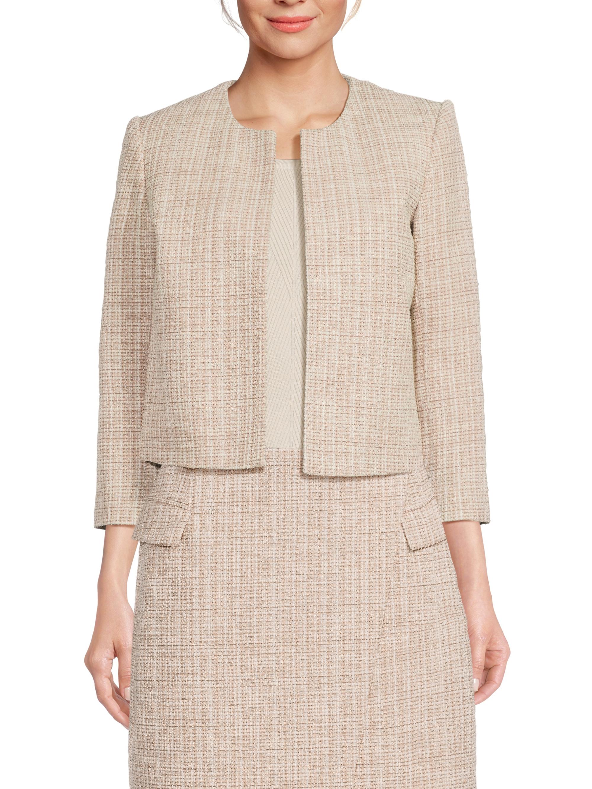 Click here for Calvin Klein Womens Textured Cropped Open Front Ja... prices