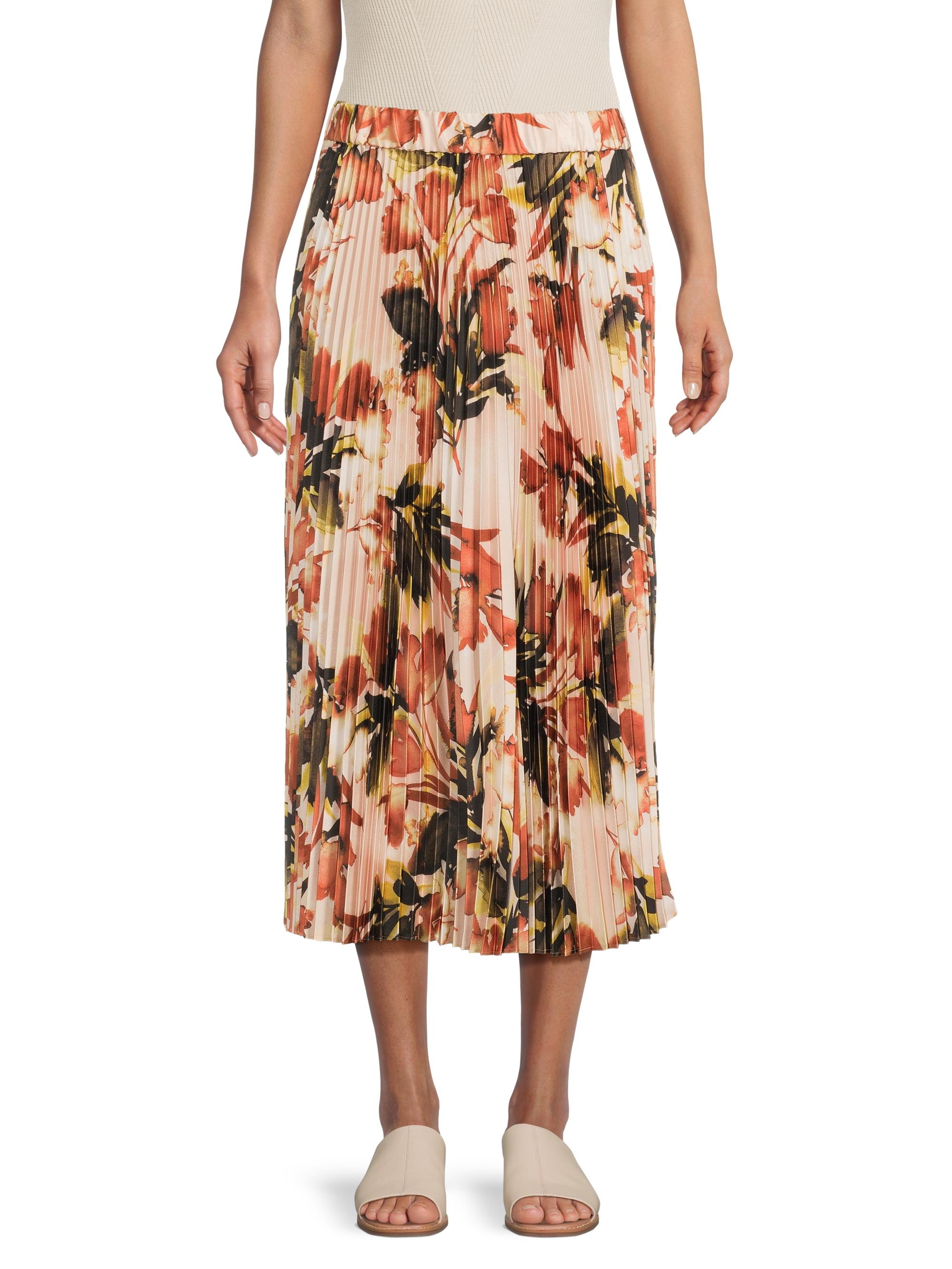 Click here for Calvin Klein Womens Floral Pleated A-Line Midi Ski... prices