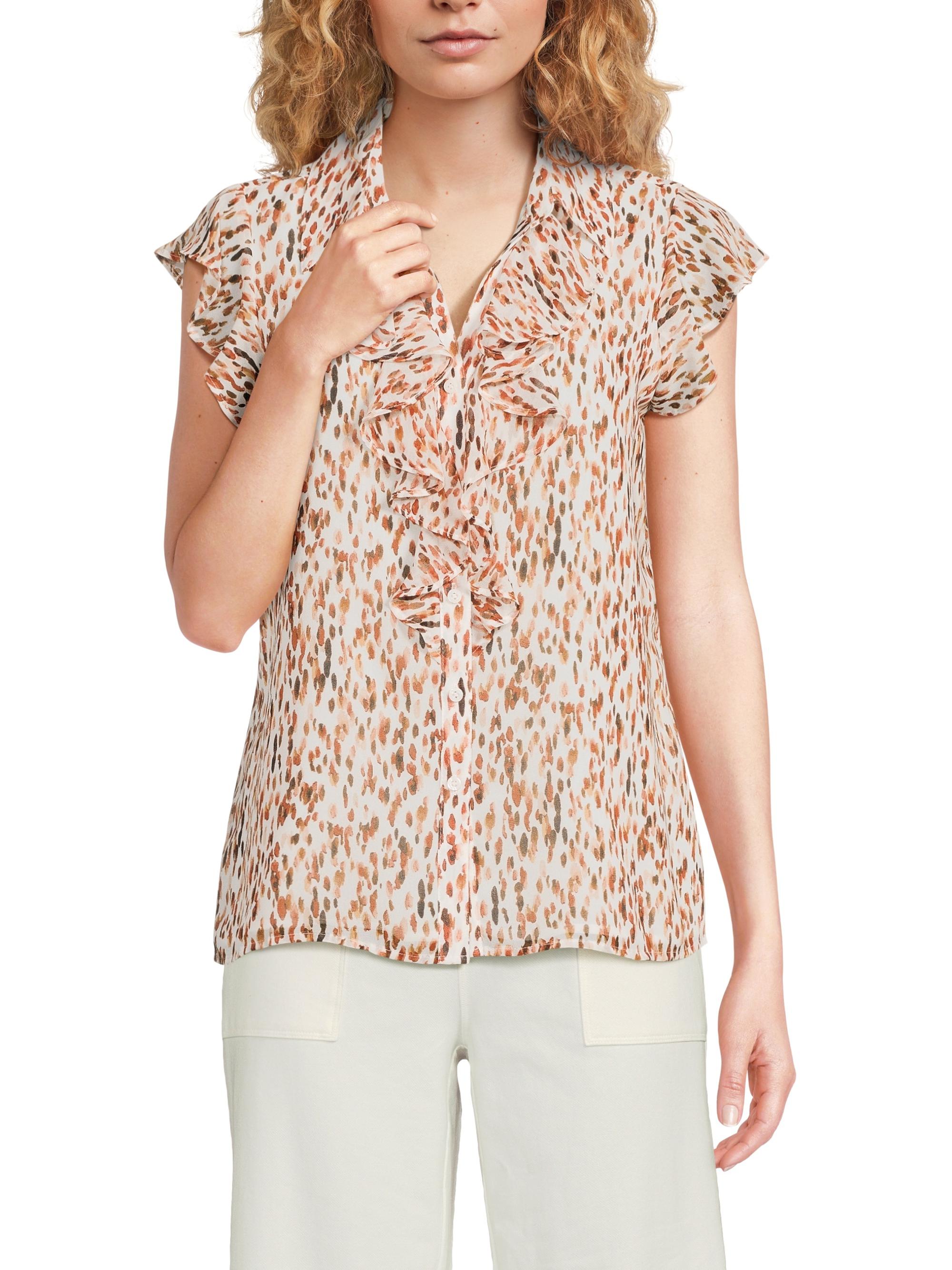 Click here for Calvin Klein Womens Abstract Print Top - Cream Mul... prices