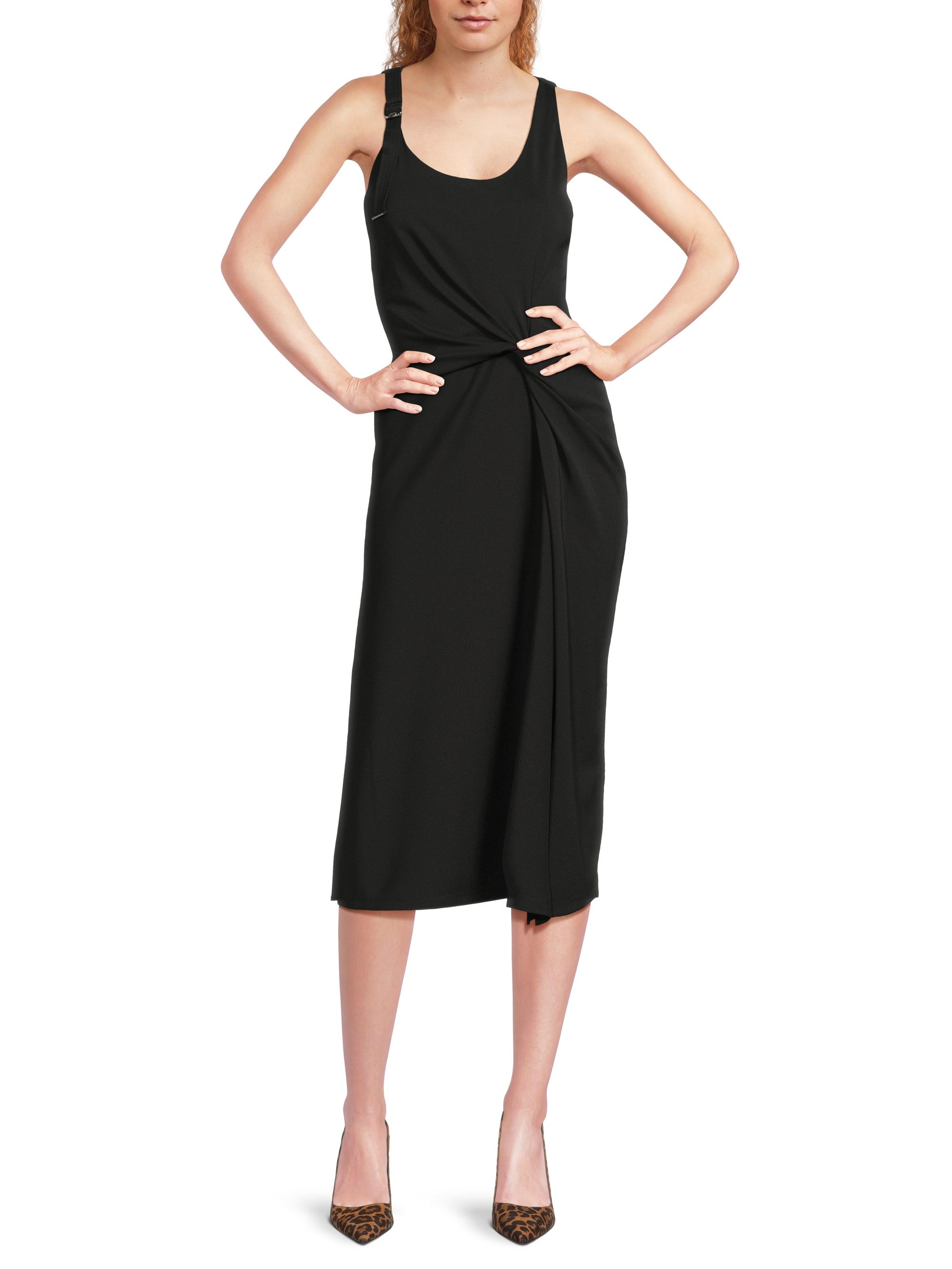 Click here for Dkny Womens Twisted Front Sheath Midi-Dress - Blac... prices