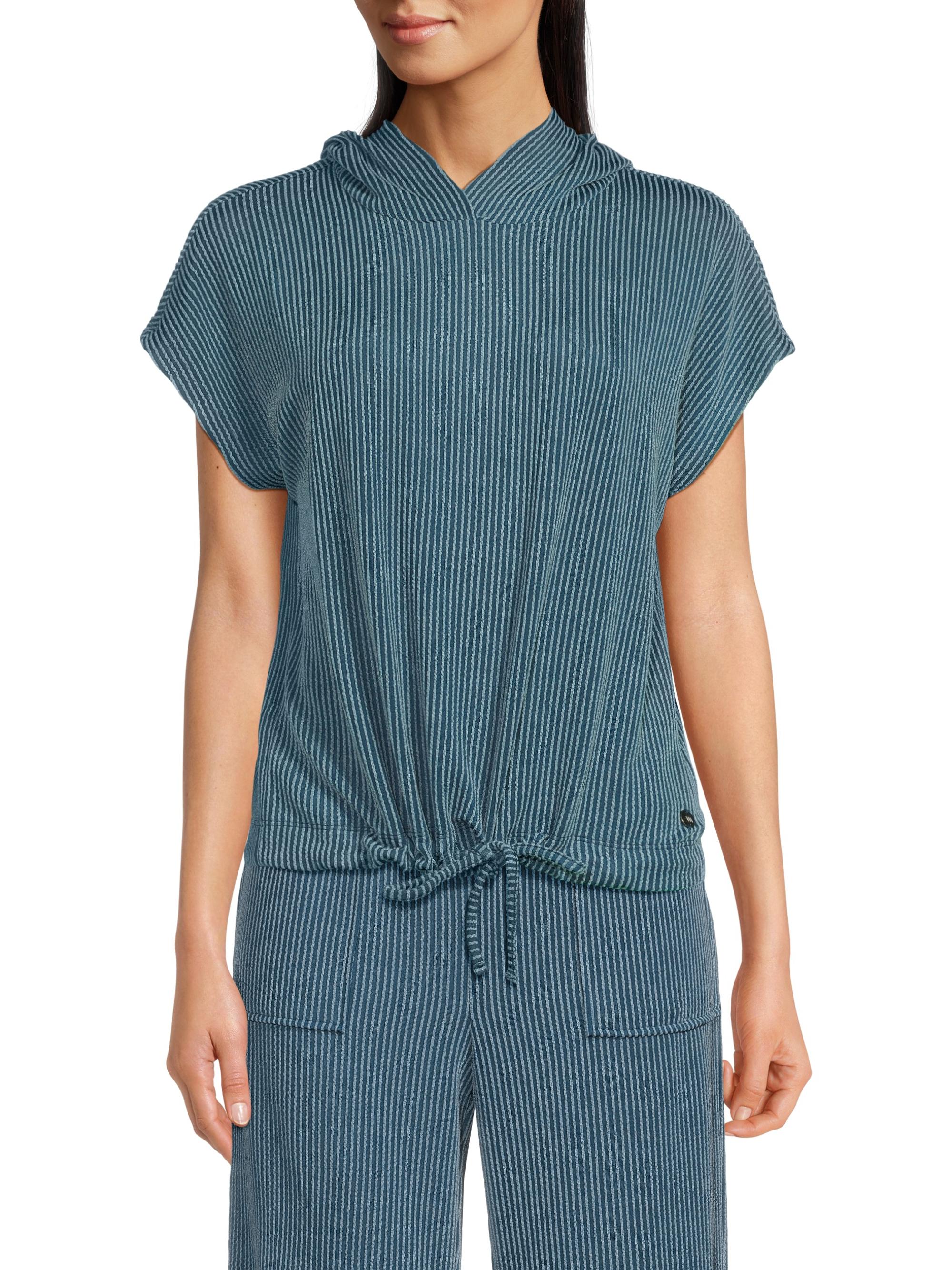 Click here for Andrew Marc Womens Striped Tie-Waist Hooded Top -... prices