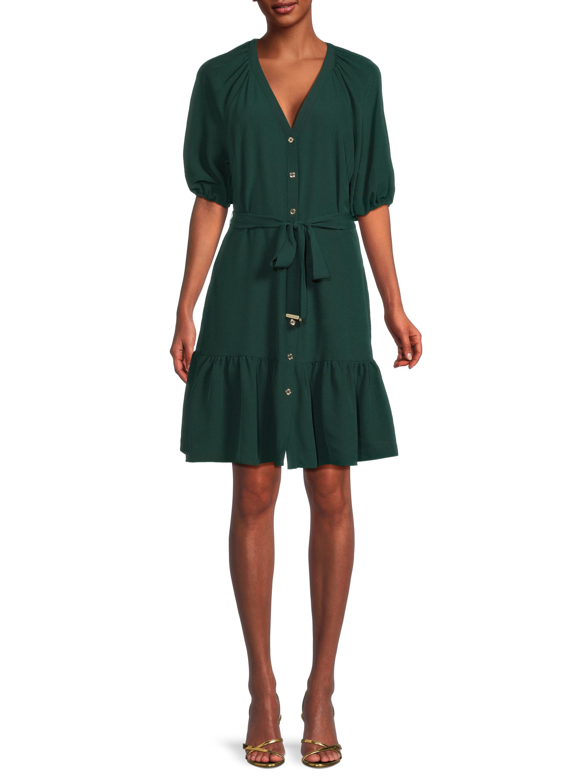 Click here for Tommy Hilfiger Womens Puff Sleeve Belted Mini Shir... prices