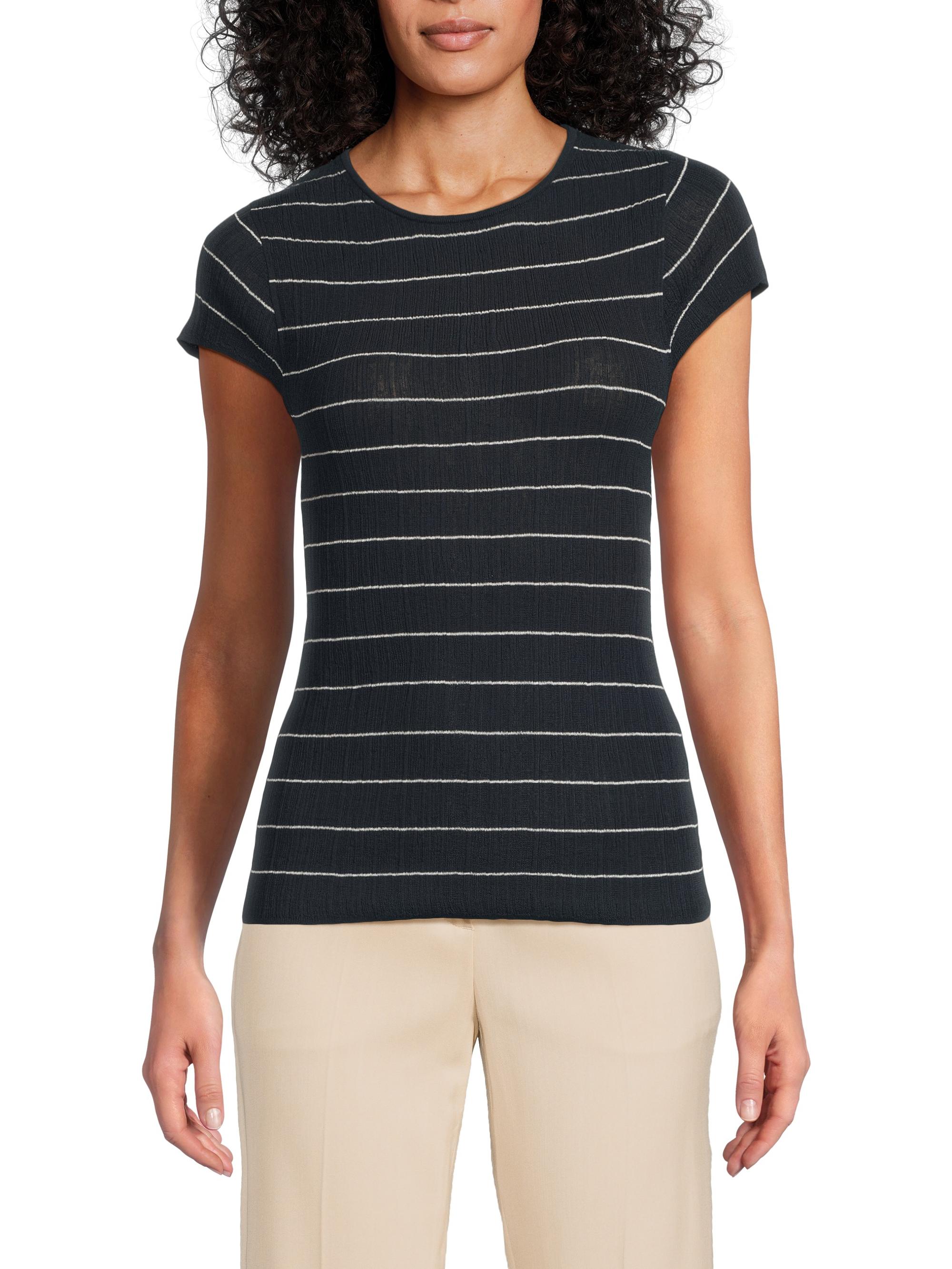 Click here for A. l.c. Womens Sam Striped Cotton-Blend Top - Navy... prices
