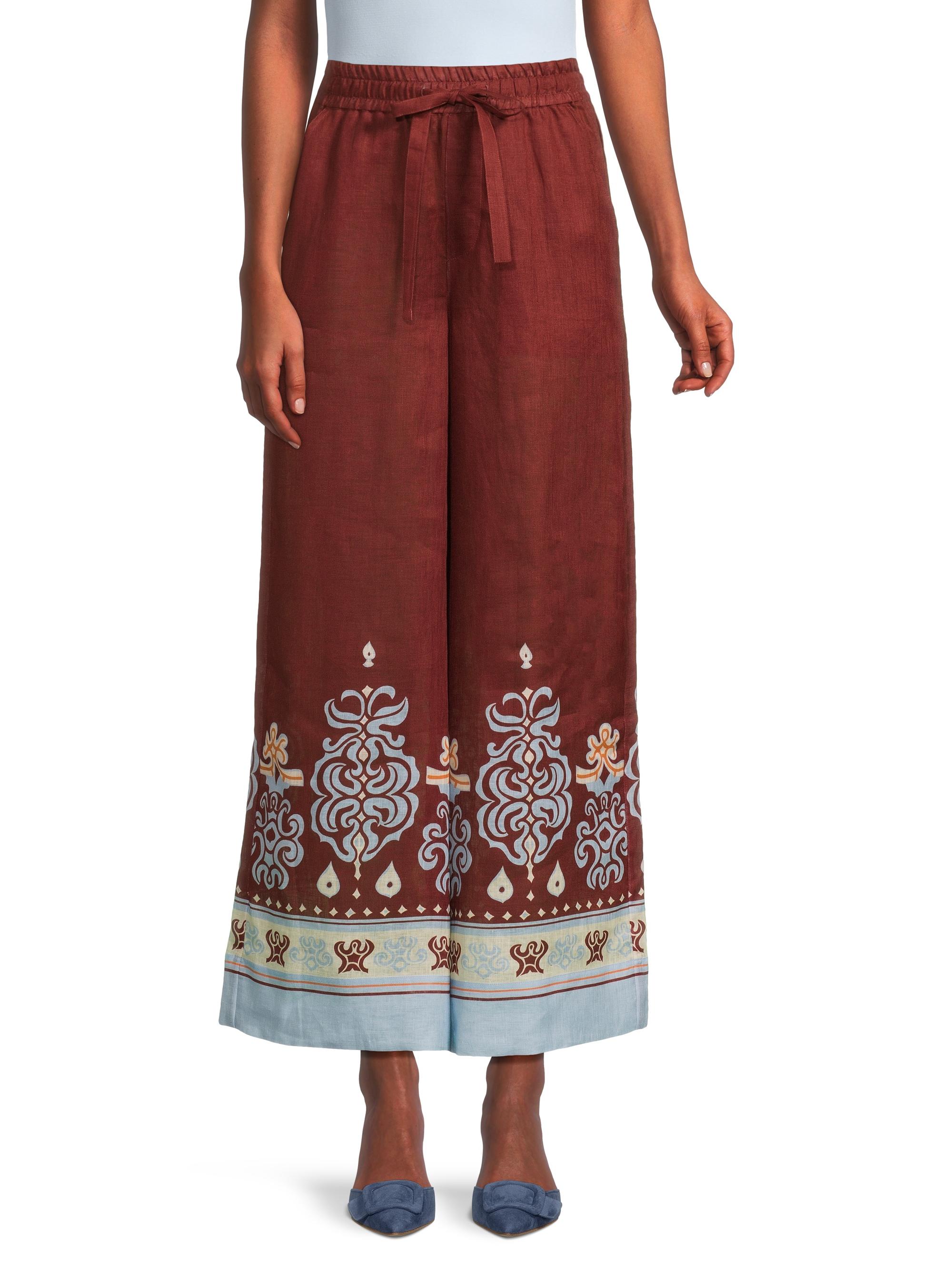 Click here for A. l.c. Womens Emmett Wide-Leg Linen Pants - Maroo... prices