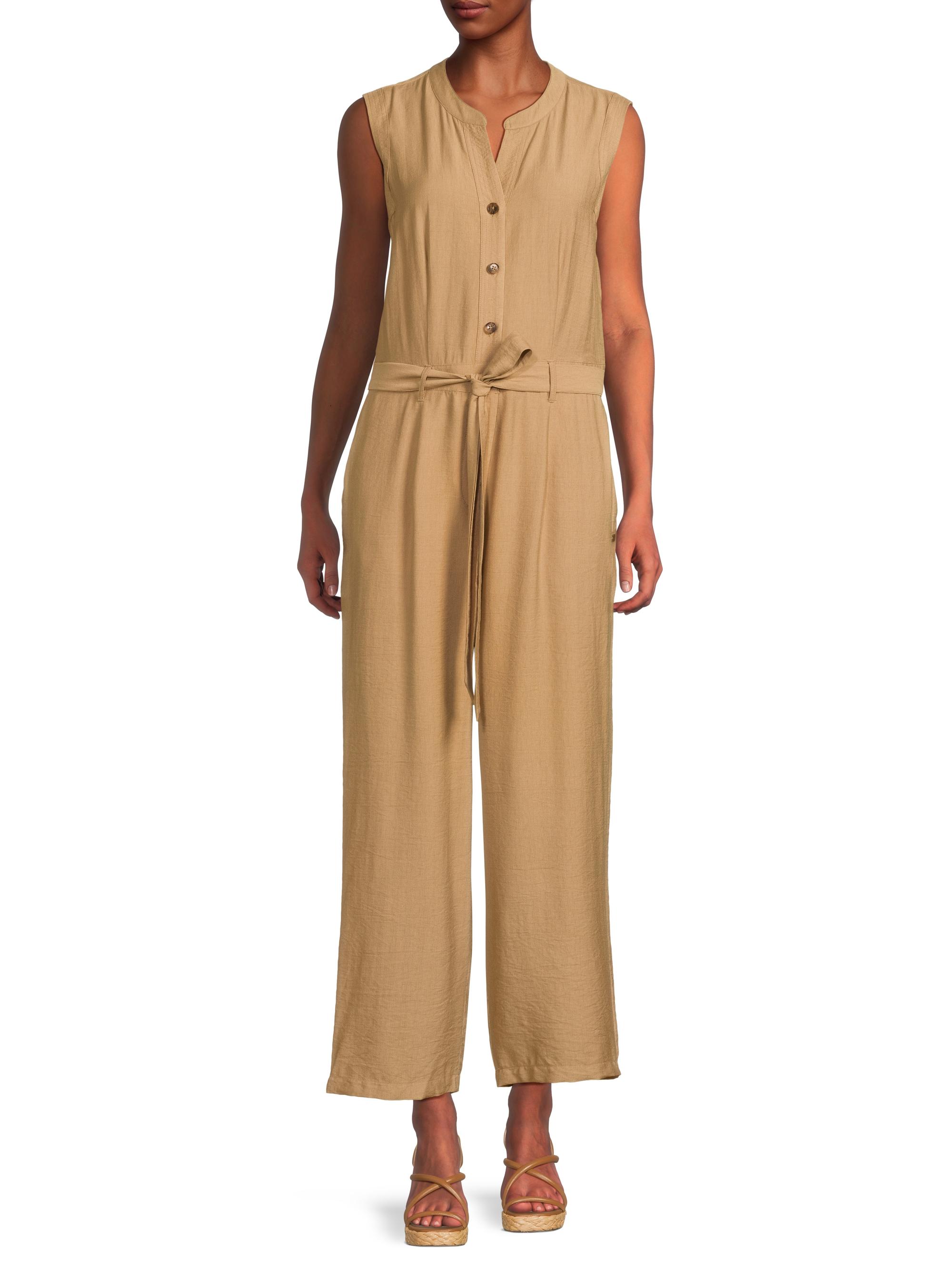 Click here for Nautica Womens Solid Belted Jumpsuit - Tigers Eye... prices